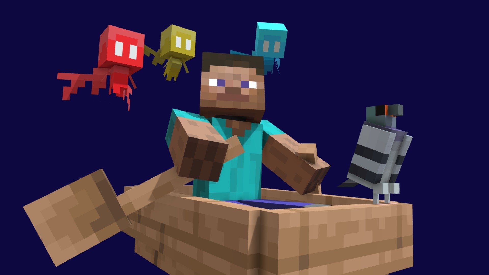 (Minecraft) Steve Boating With Friends - Download Free 3D model by ...