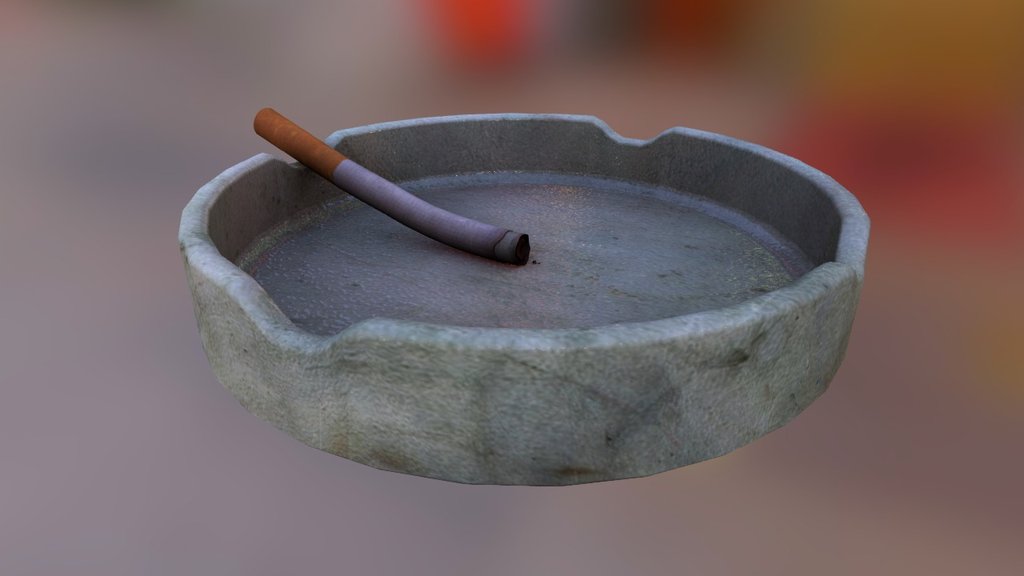 Ashtray with cig - 3D model by davhamk [cf15195] - Sketchfab