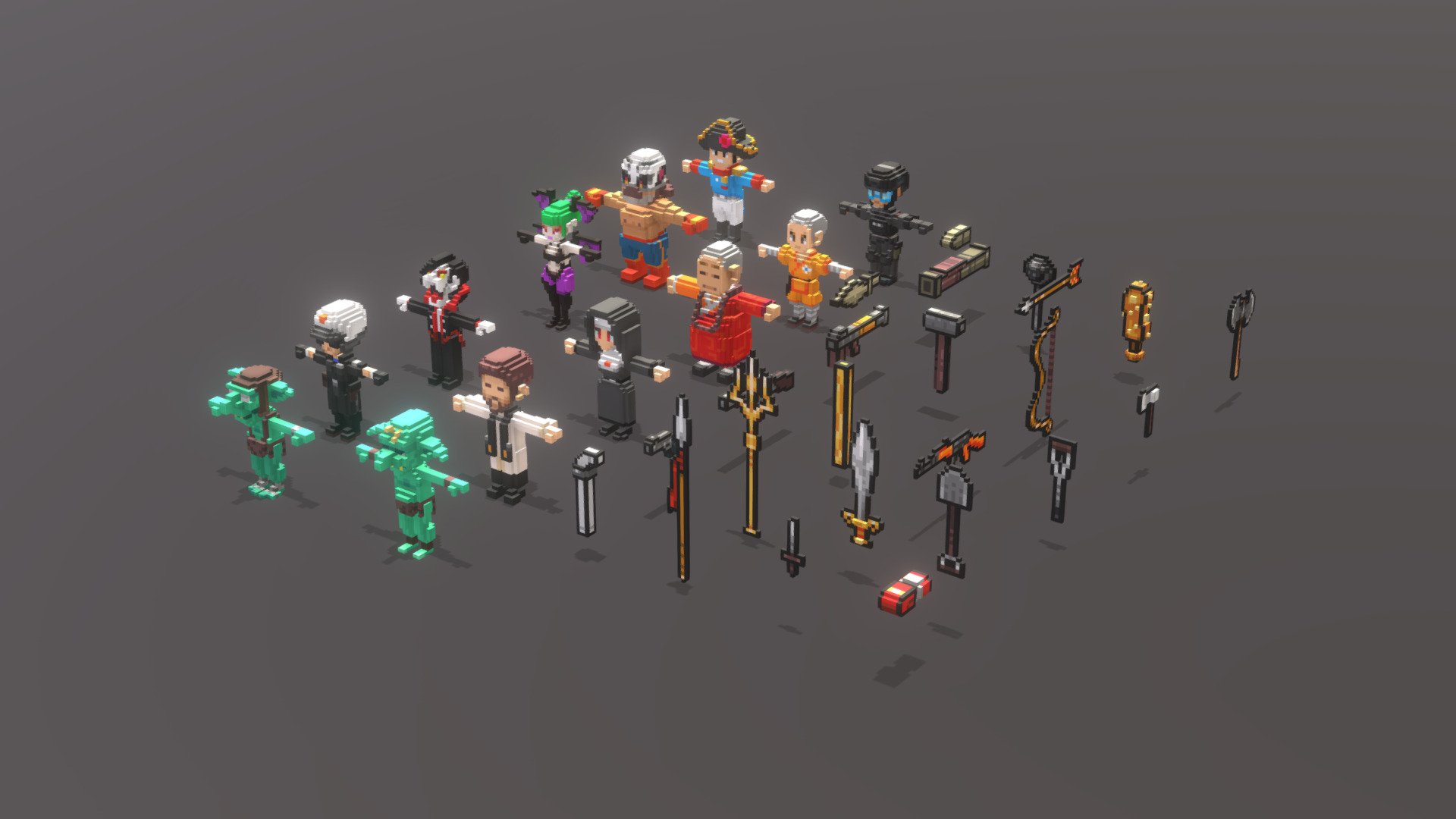 Voxel Character Pack #2 v1.1 - Buy Royalty Free 3D model by AOF ...