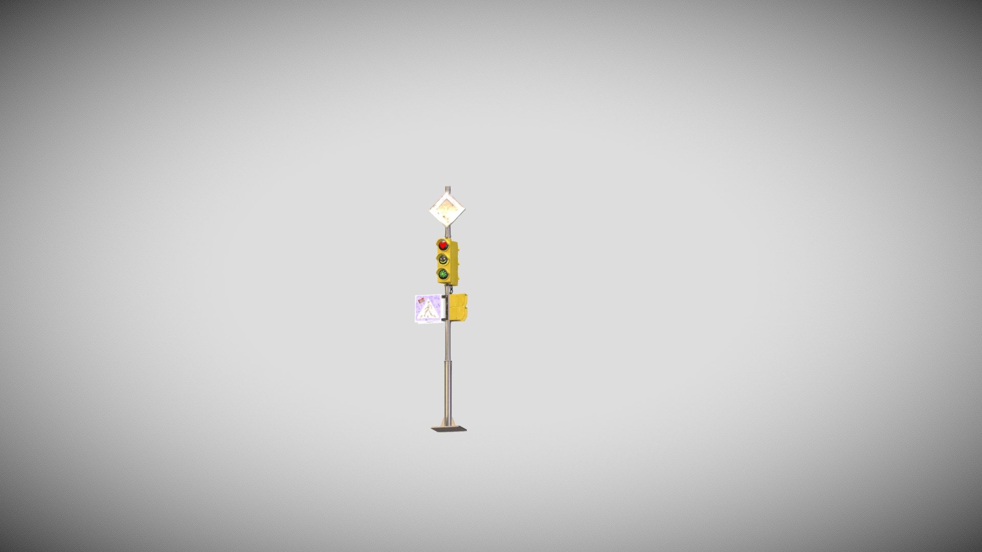 The grunge traffic light is yellow - Download Free 3D model by ...