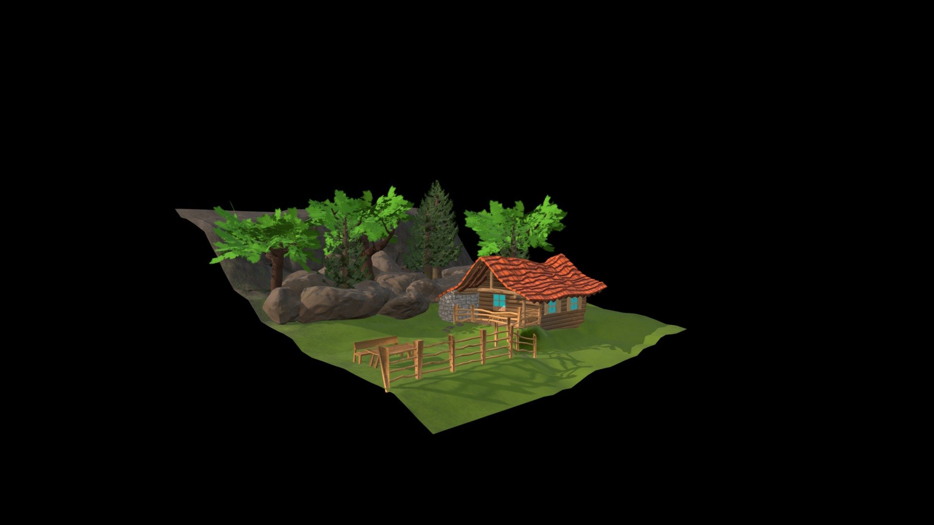 Stylized wooden hut - 3D model by KarimFatatry [cf2ba99] - Sketchfab