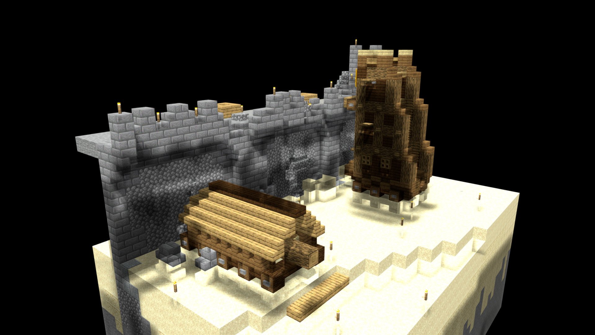 Battering ram and siege tower in action - Download Free 3D model by ...