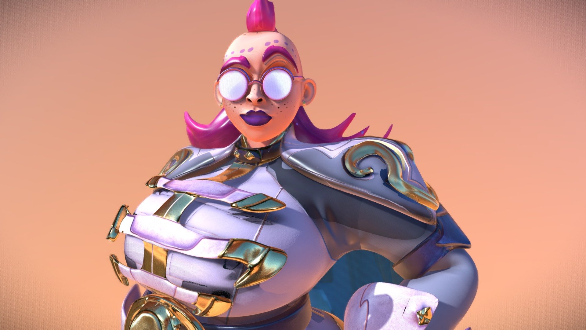 Pink Girl Warrior - 3D model by Ester (@extraterrester) [cf5c538 ...