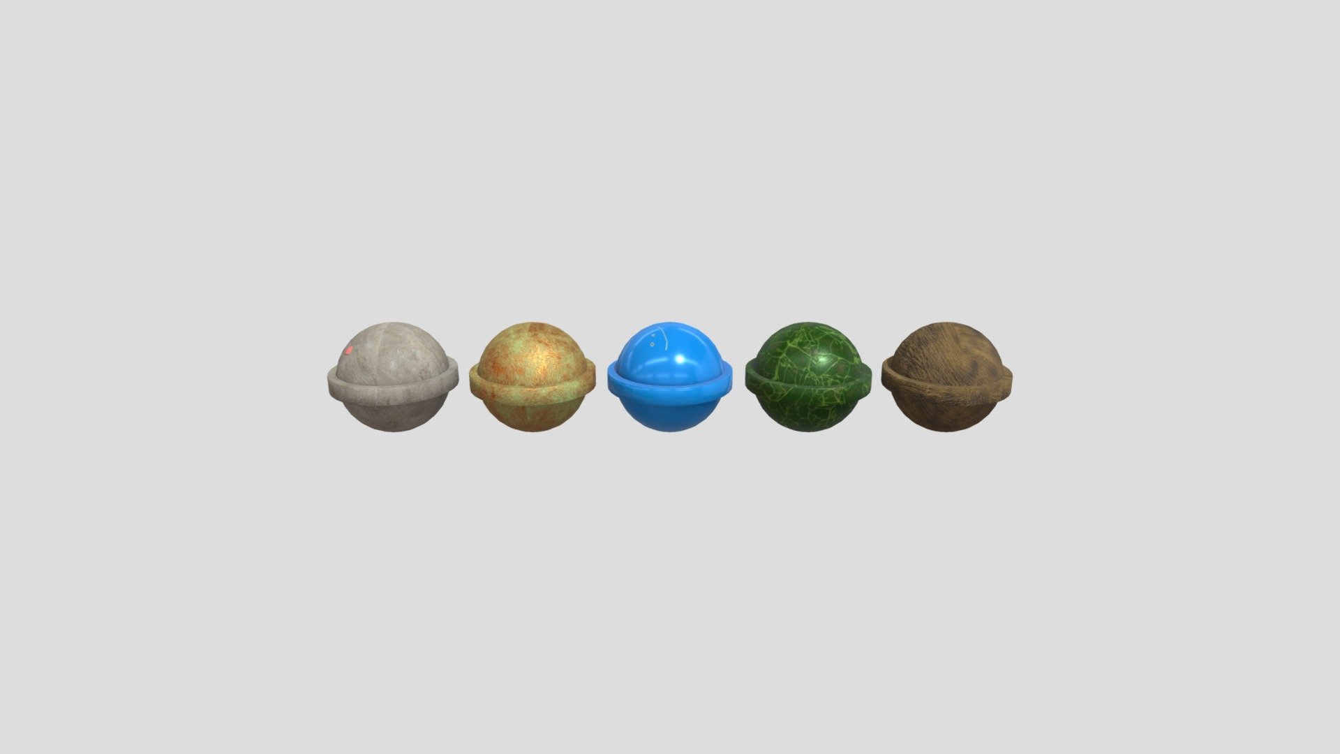 Five Spheres of Different Materials - Download Free 3D model by ...