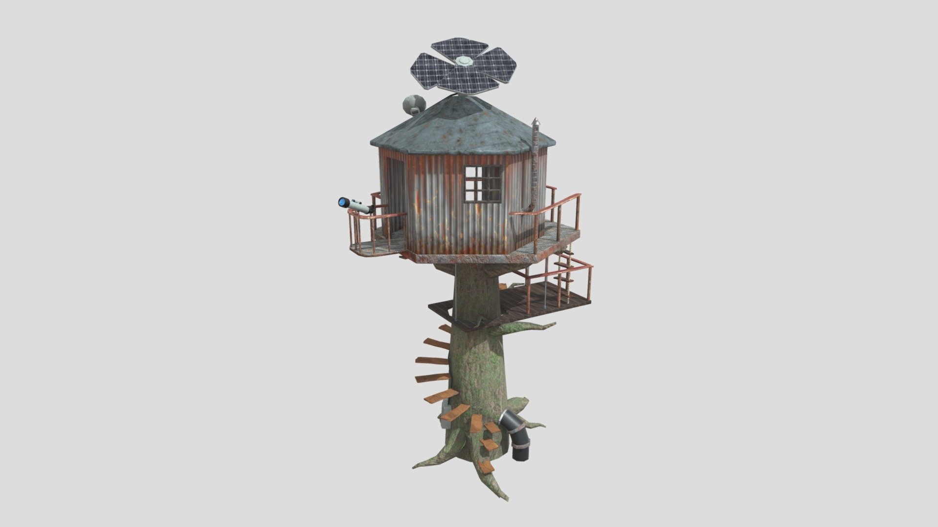 Abandoned mechanical tree house - 3D model by TychoK [cf652ba] - Sketchfab