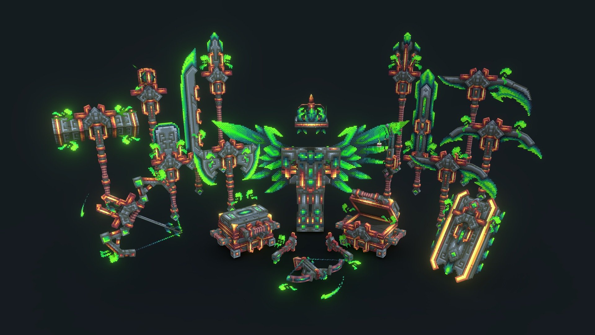 Evergreen Weapons & Tools Set - 3D model by Polygony (@polygonymc ...