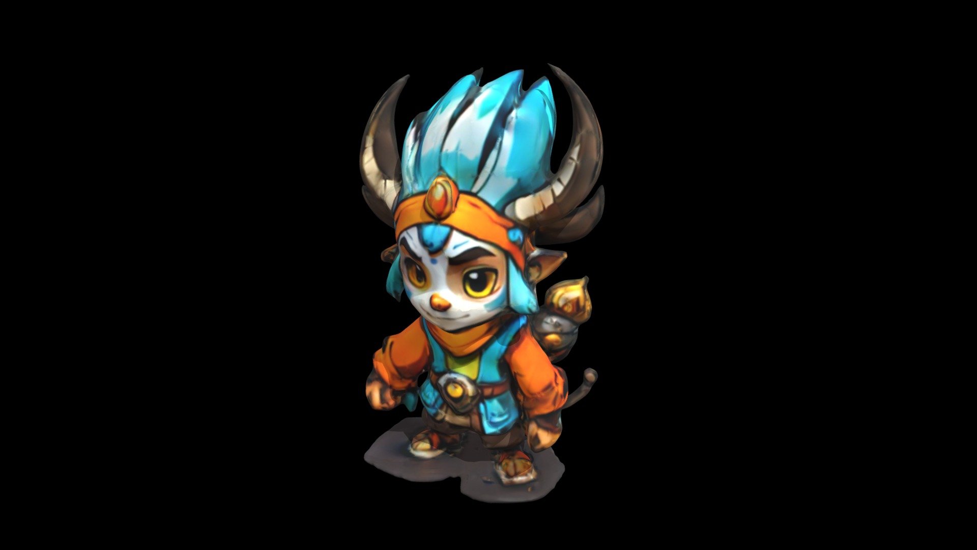 a cartoon character with horns and feathers o - Download Free 3D model ...