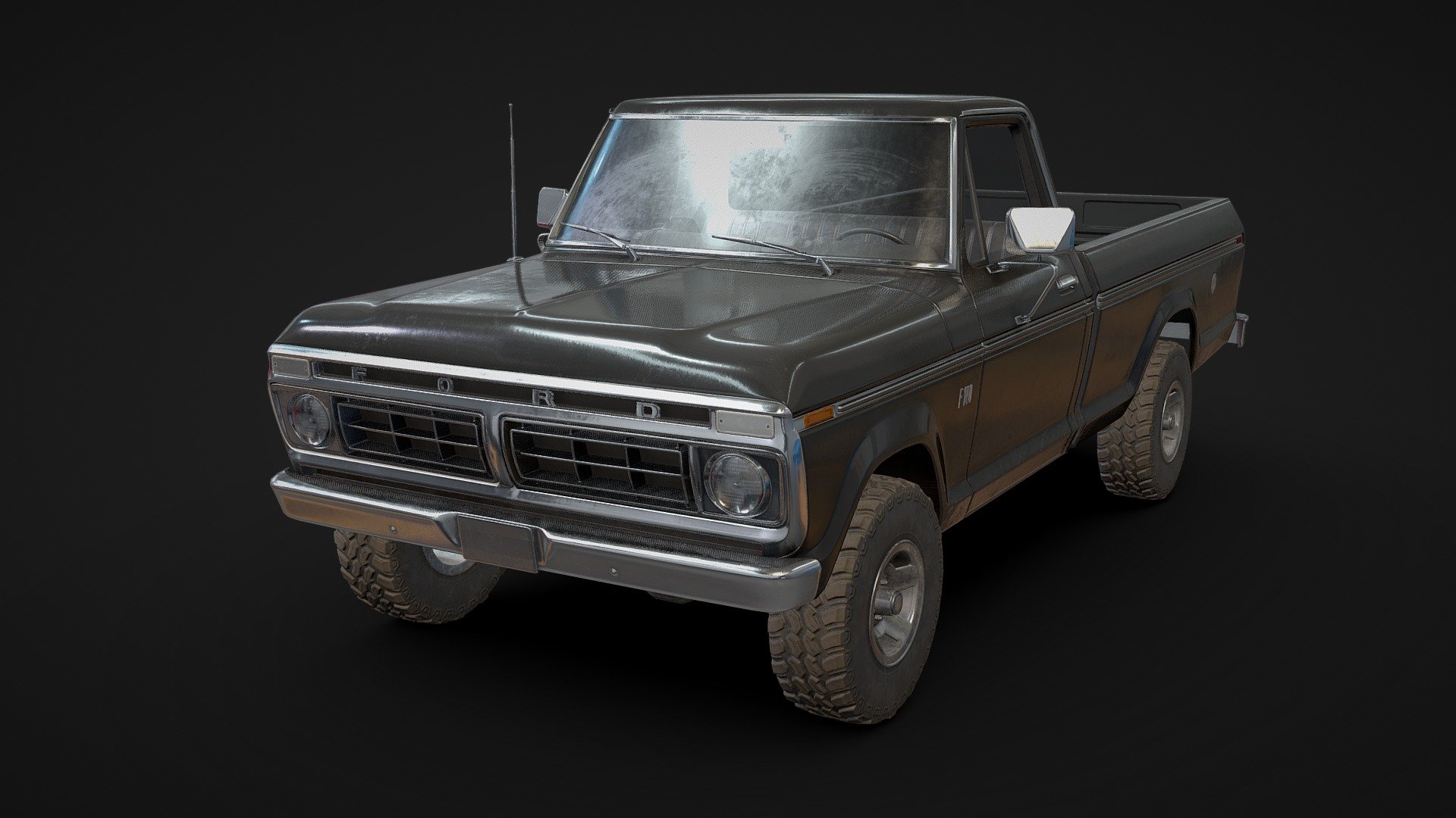 Ford F100 1976 New Black - Buy Royalty Free 3D model by rpalomino ...