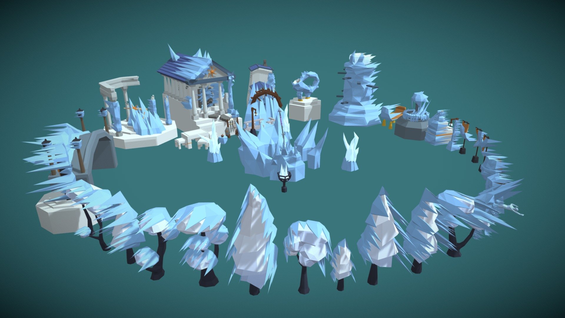 Frostland - Stylized low poly asset pack - Download Free 3D model by ...