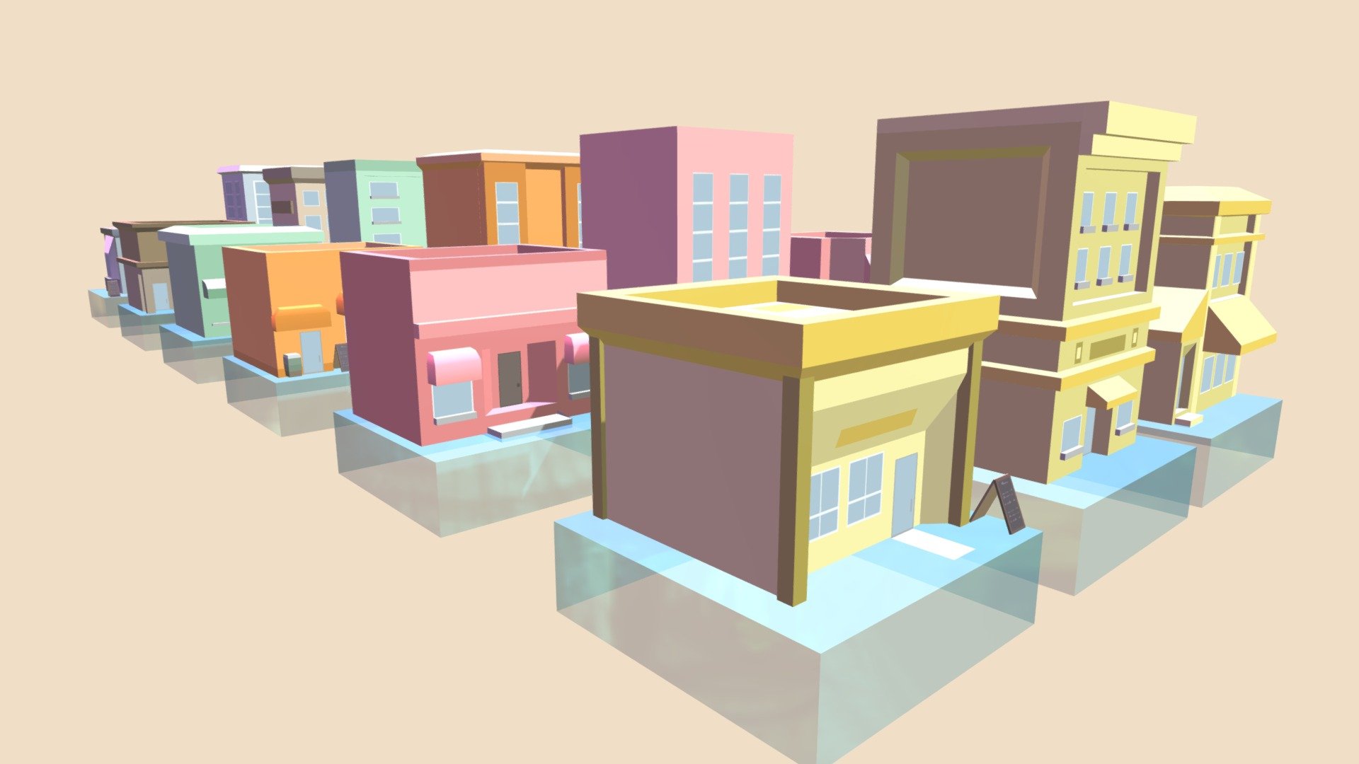 3D Low Poly Buildings - 3D model by stephany.camba [cf8572c] - Sketchfab