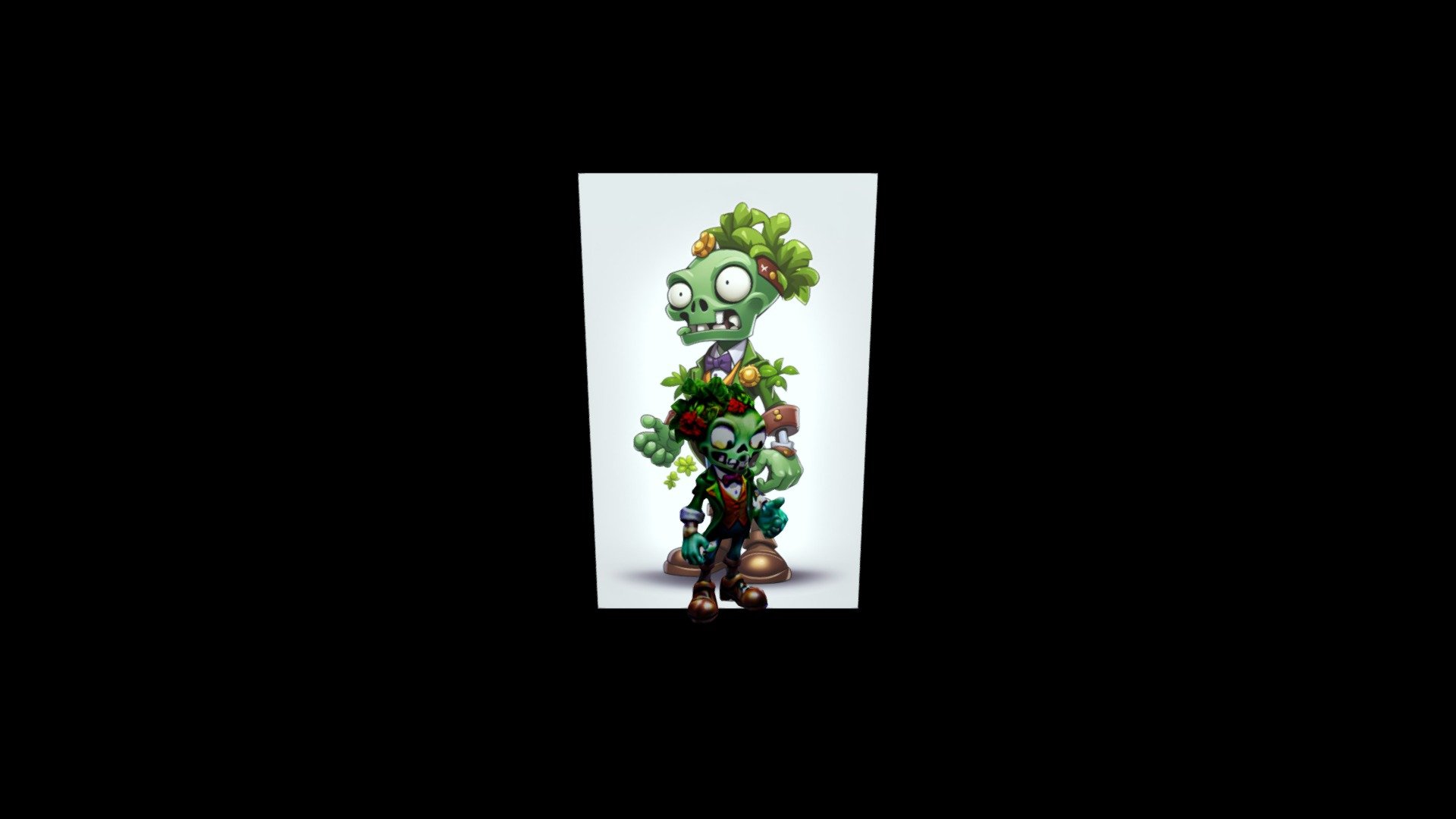 cartoon zombie with a pot of shamrock leaves an - Download Free 3D ...