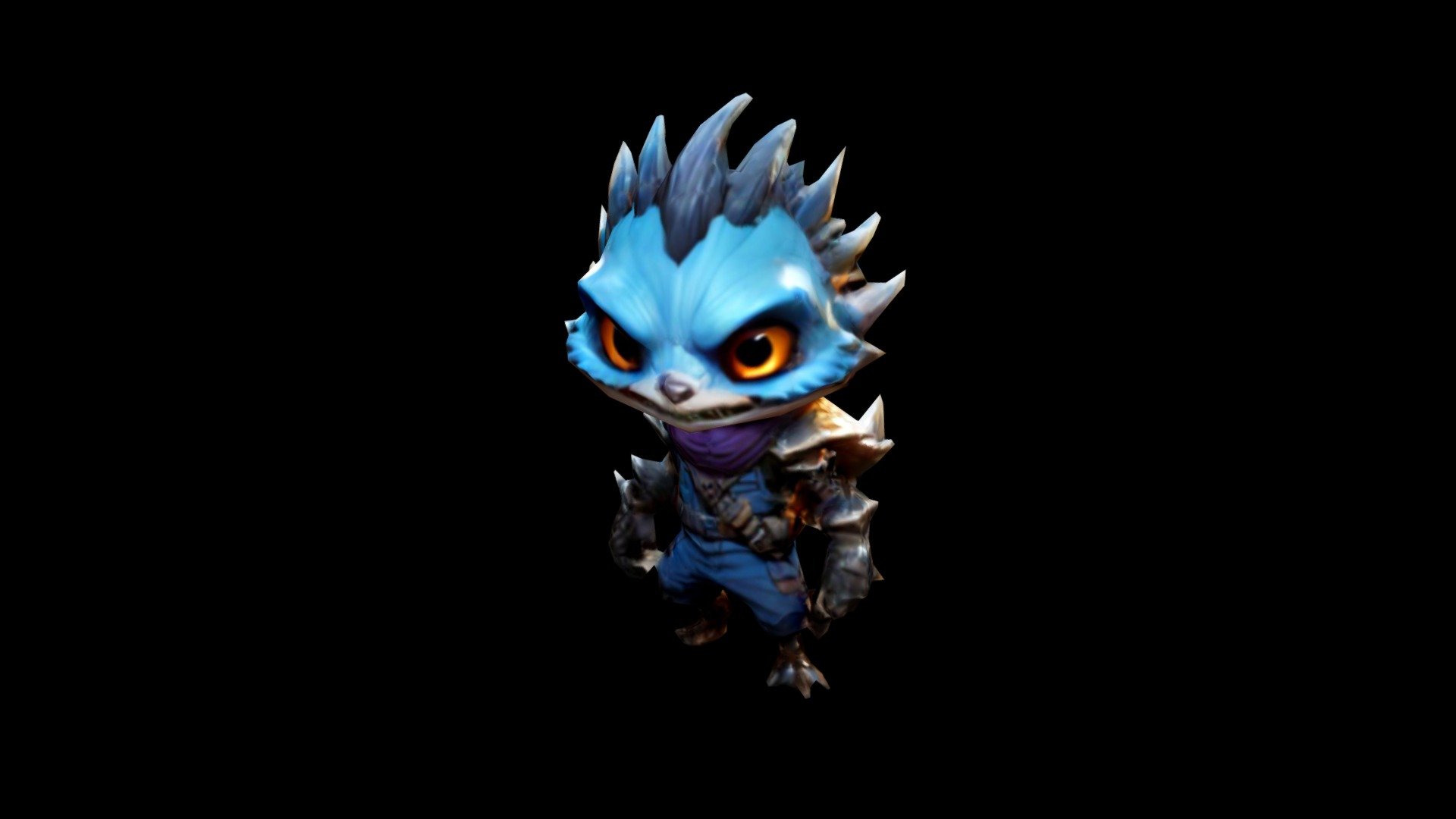 An animated blue fanged monster with spikes on i - Download Free 3D ...
