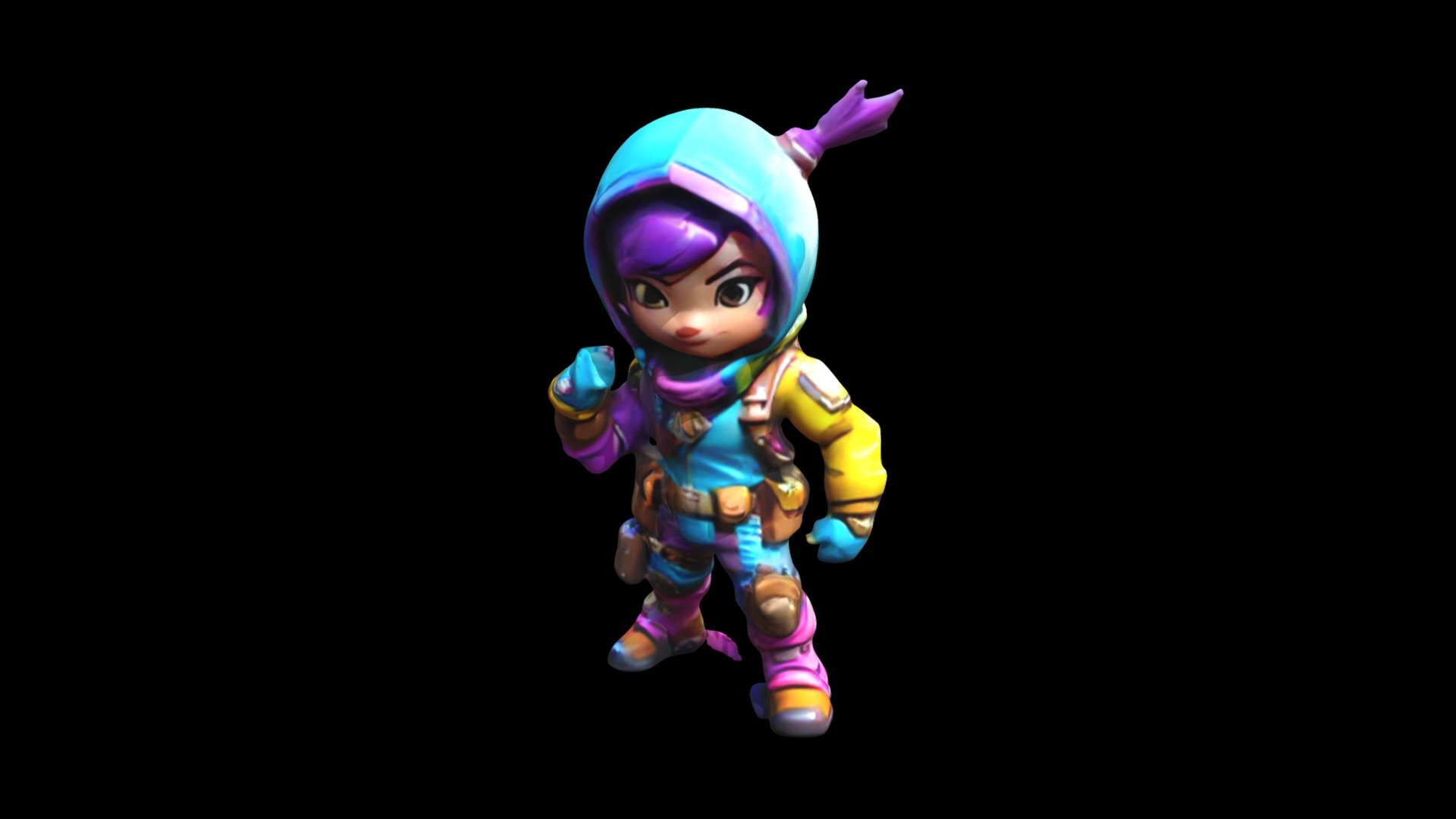 Pyro Girl, with bright hair and vibrant attire, - Download Free 3D ...