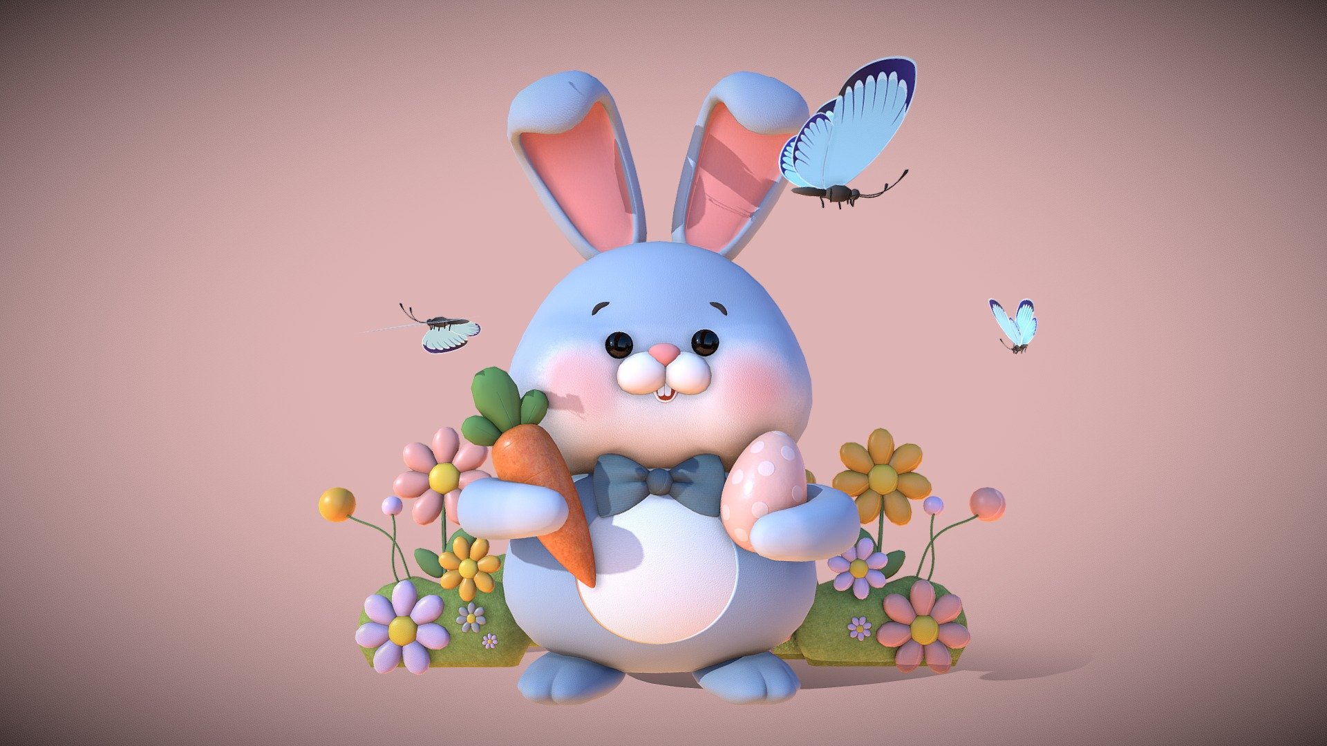 Easter Joy Bunny - Download Free 3D model by arloopa [cfddcd2] - Sketchfab