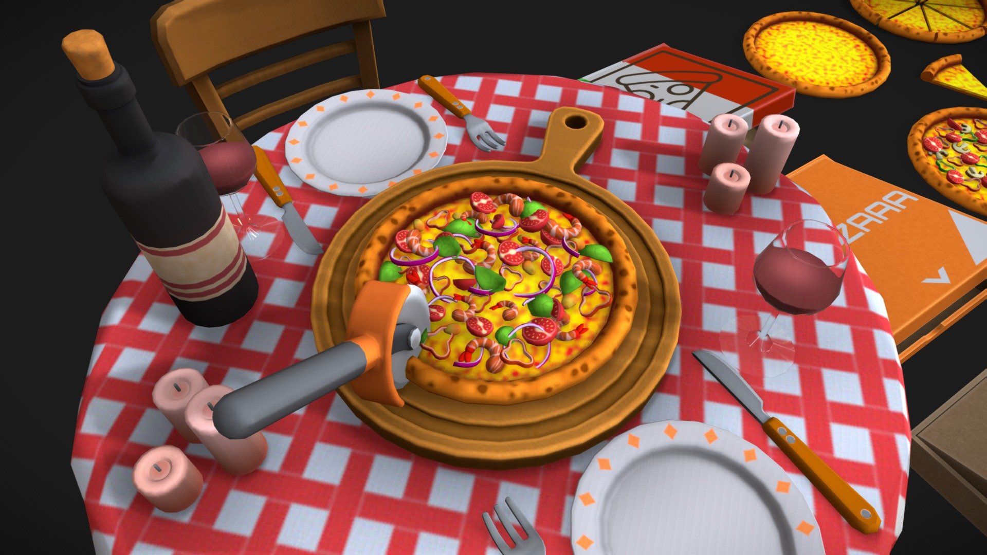 Lowpoly Modular Pizza Props - Fast Food Series