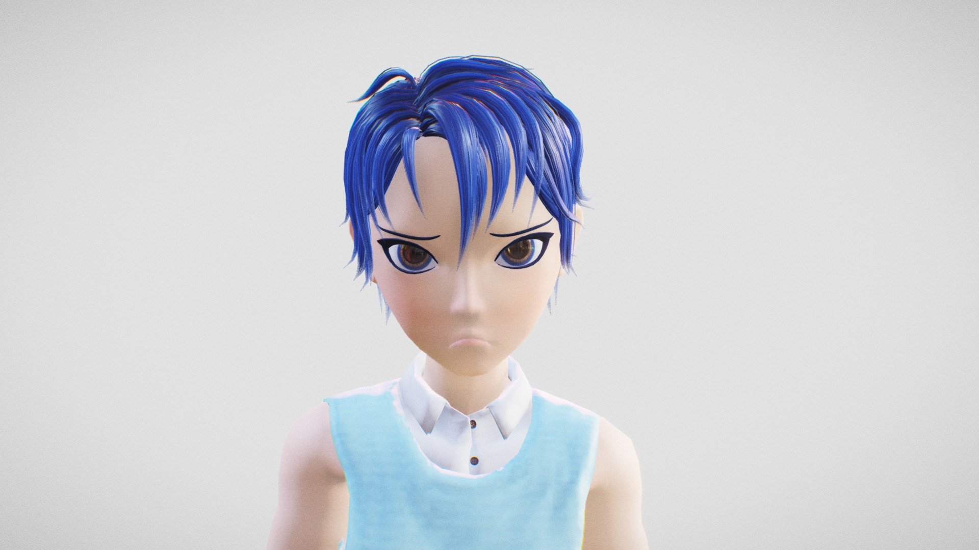 Girl toon 2 blue Free version - Download Free 3D model by Dudehtm ...