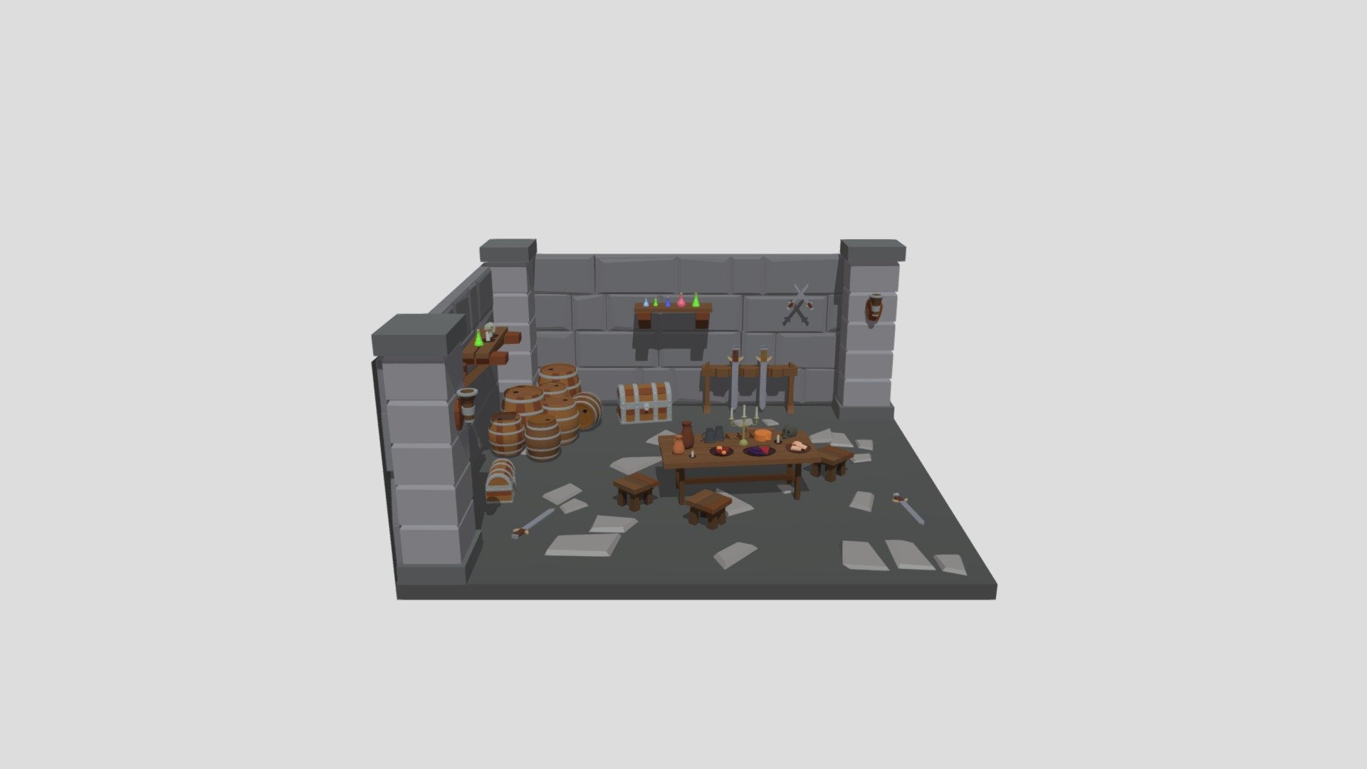 3D medieval scene modeling - 3D model by cerileydi [d019e3c] - Sketchfab