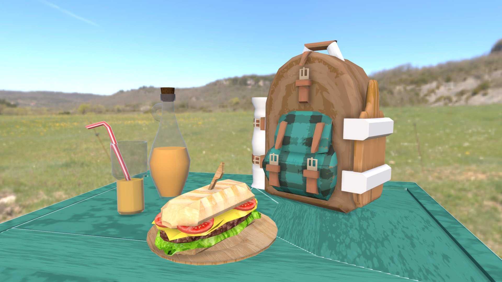 Picnic Scene Assessment 1 - 3D model by georgiacait [d01ac71] - Sketchfab
