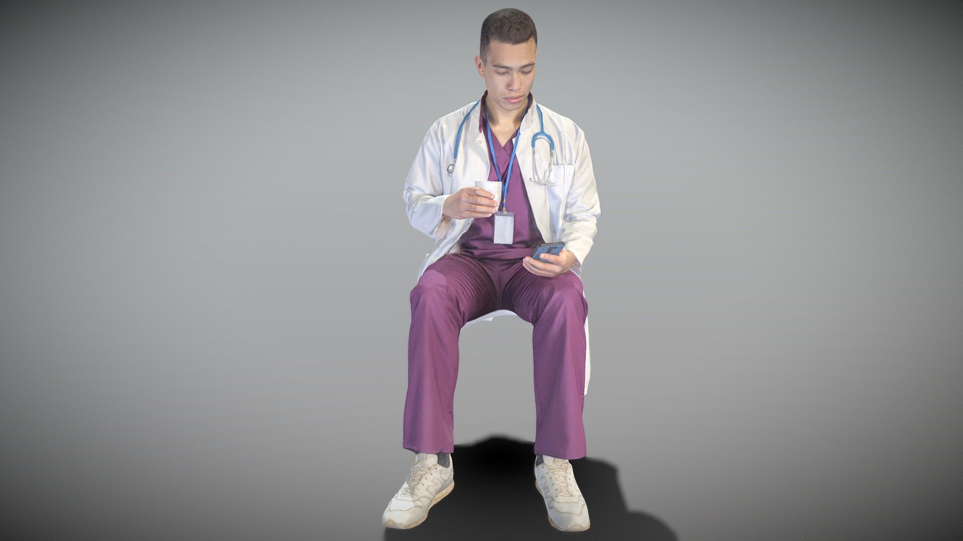 Male doctor with phone and coffee sitting 211 - Buy Royalty Free 3D ...