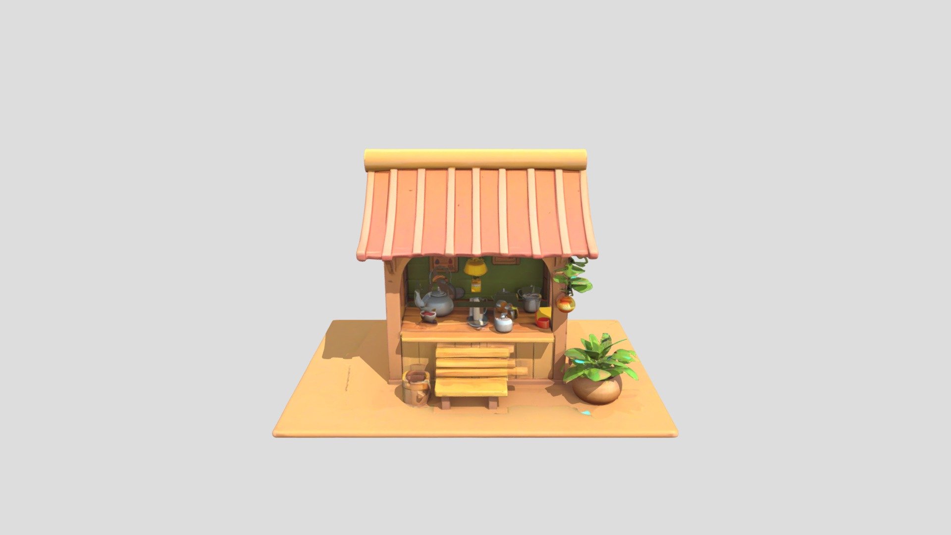 Low Poly Indian Tea Stall - Stylized - 3D model by vimalraj (@v ...