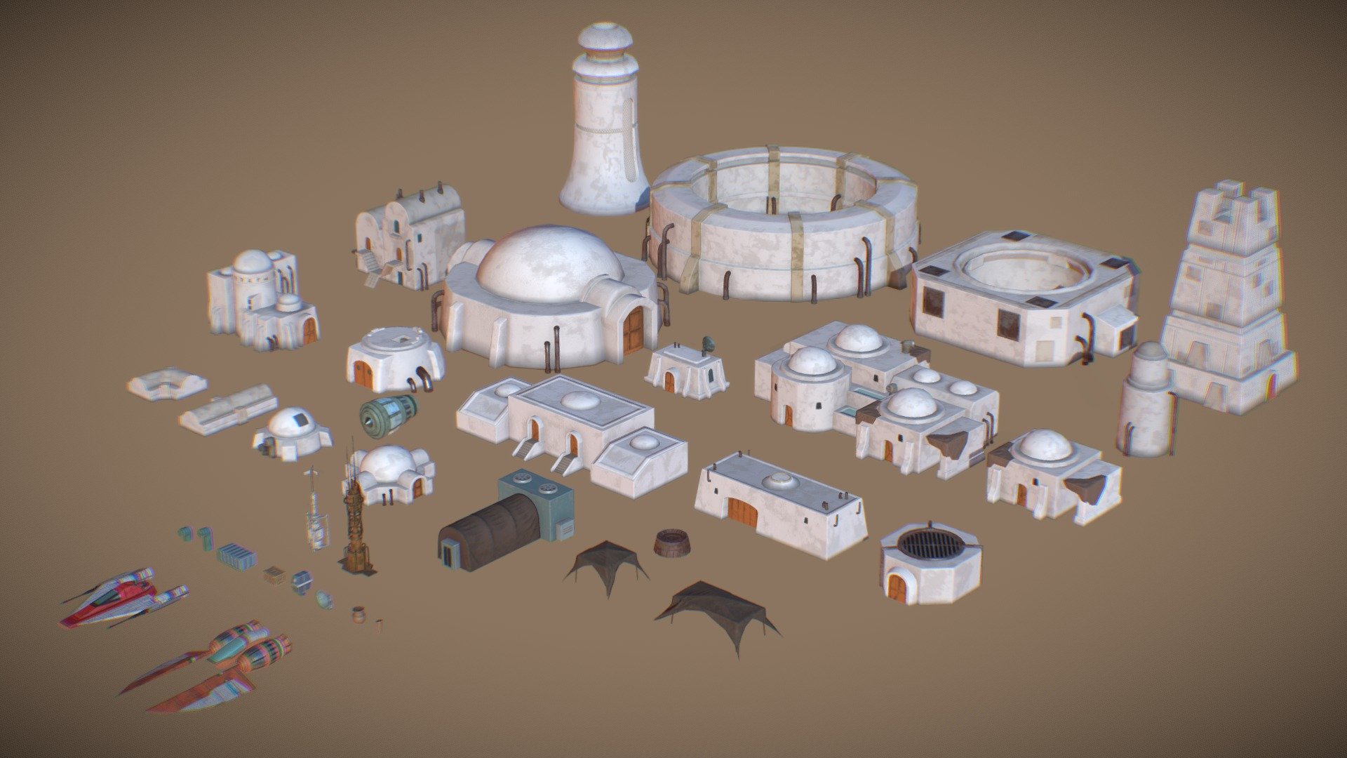 3D LowPoly Star Wars Tatooine Houses Set - 3D model by Gooseff_Art ...
