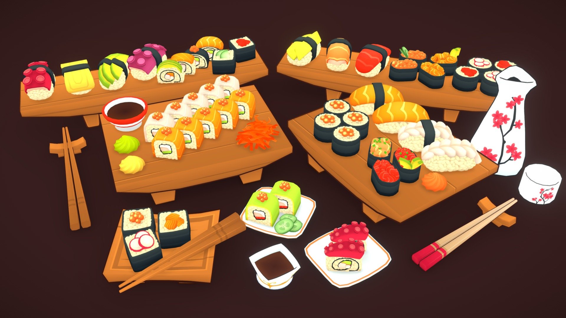 Food Toon Sushi Pack - Buy Royalty Free 3D model by Ergoni [d051e85 ...