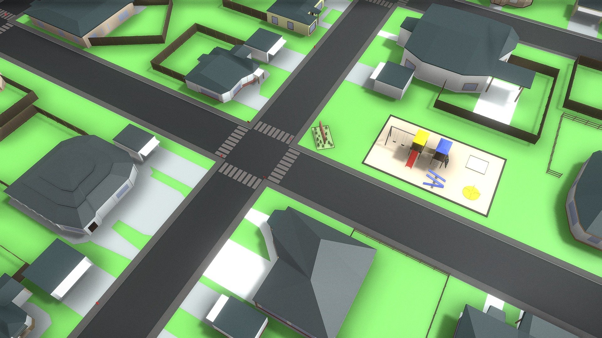 Neighborhood (Low Poly Style) - Buy Royalty Free 3D model by Tiko ...