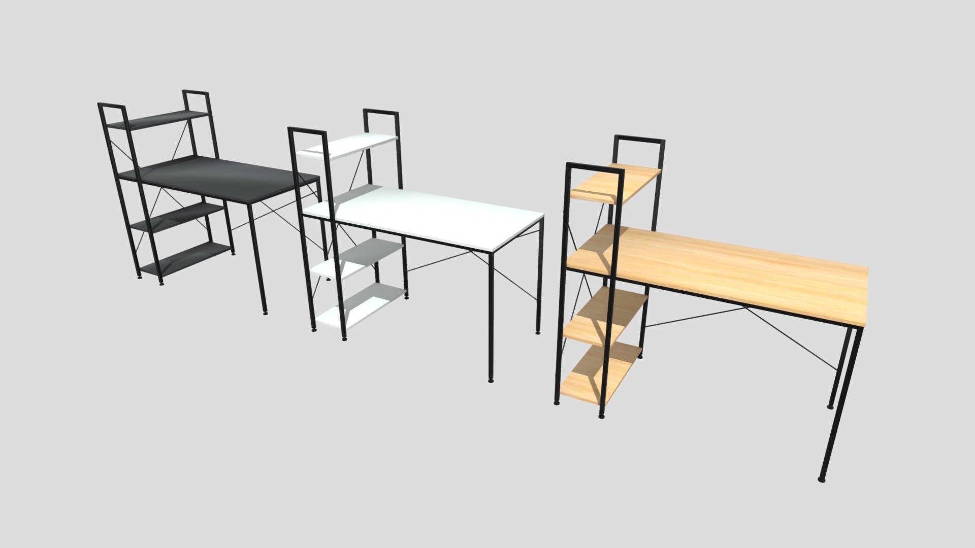 Simple H-type Desk 7colors - Buy Royalty Free 3D model by interior ...