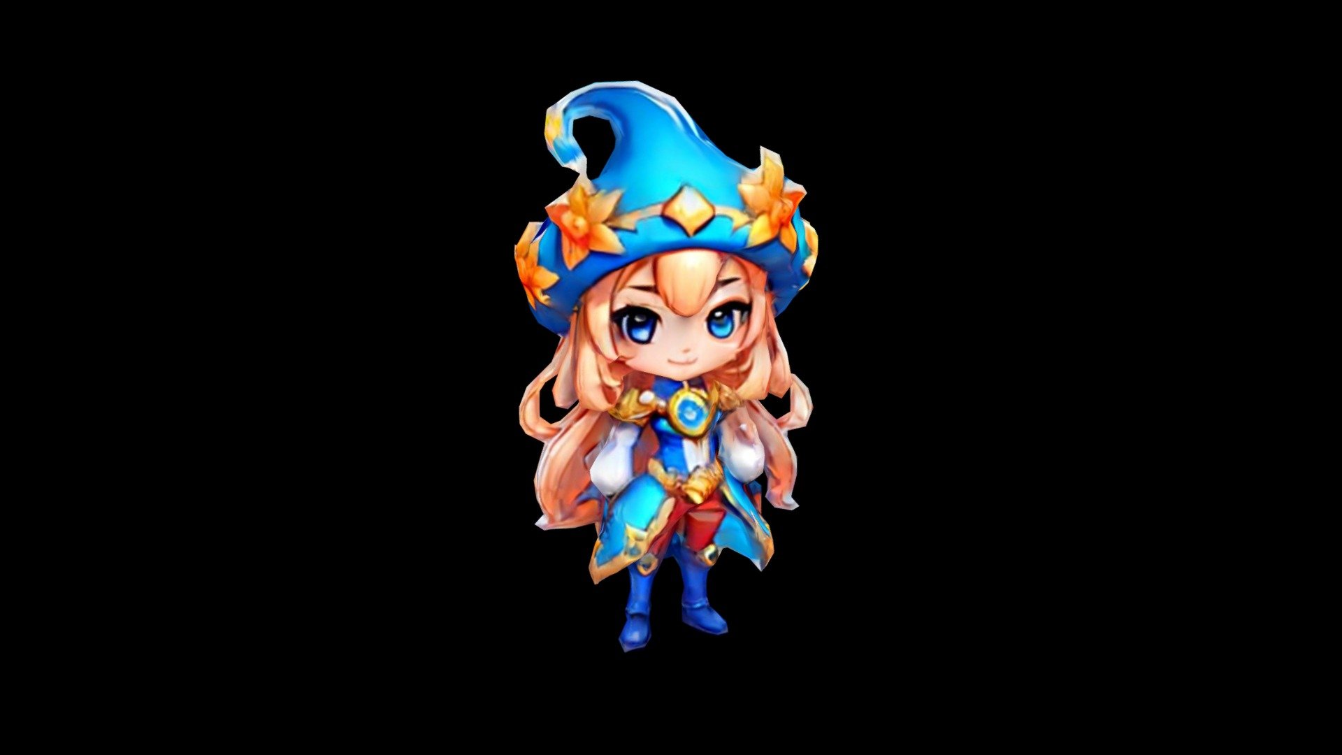 A chibi illustration of a girl with blonde hair - Download Free 3D ...