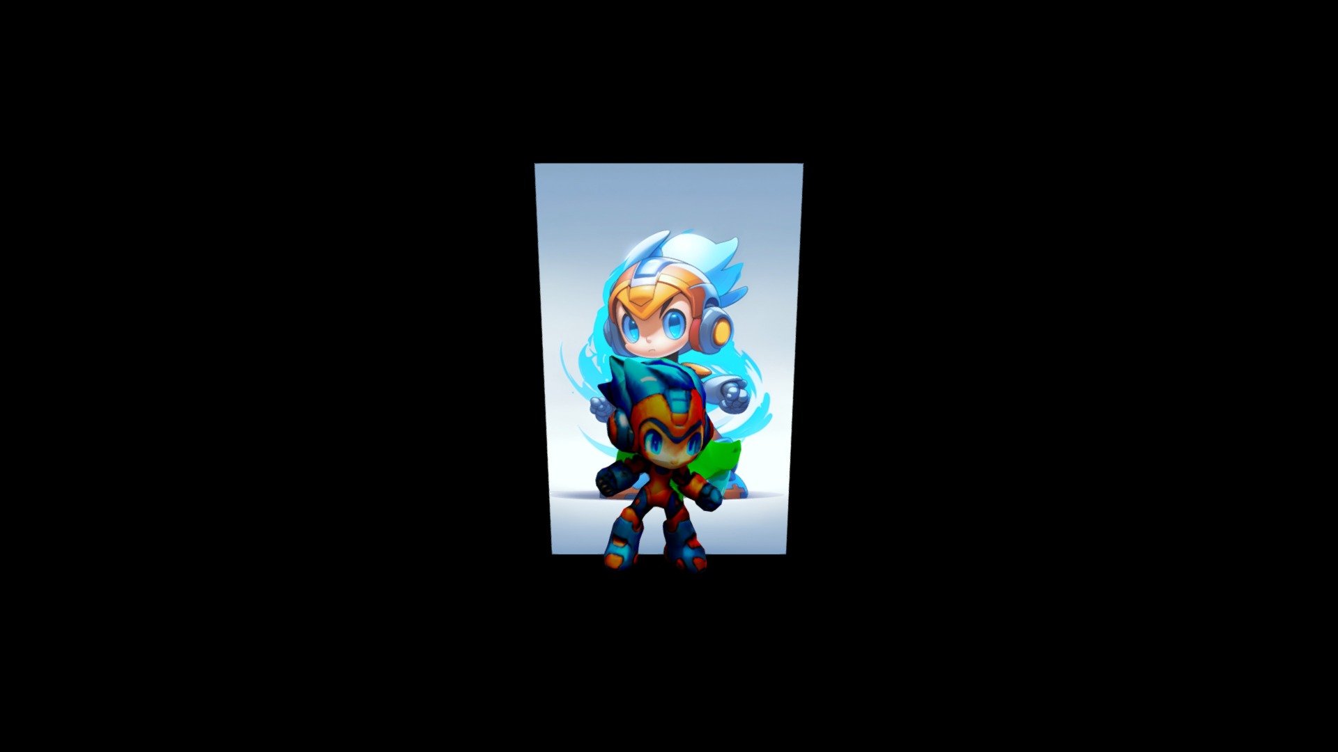 "Blue and Orange Chibi Character" An illustra - Download Free 3D model ...