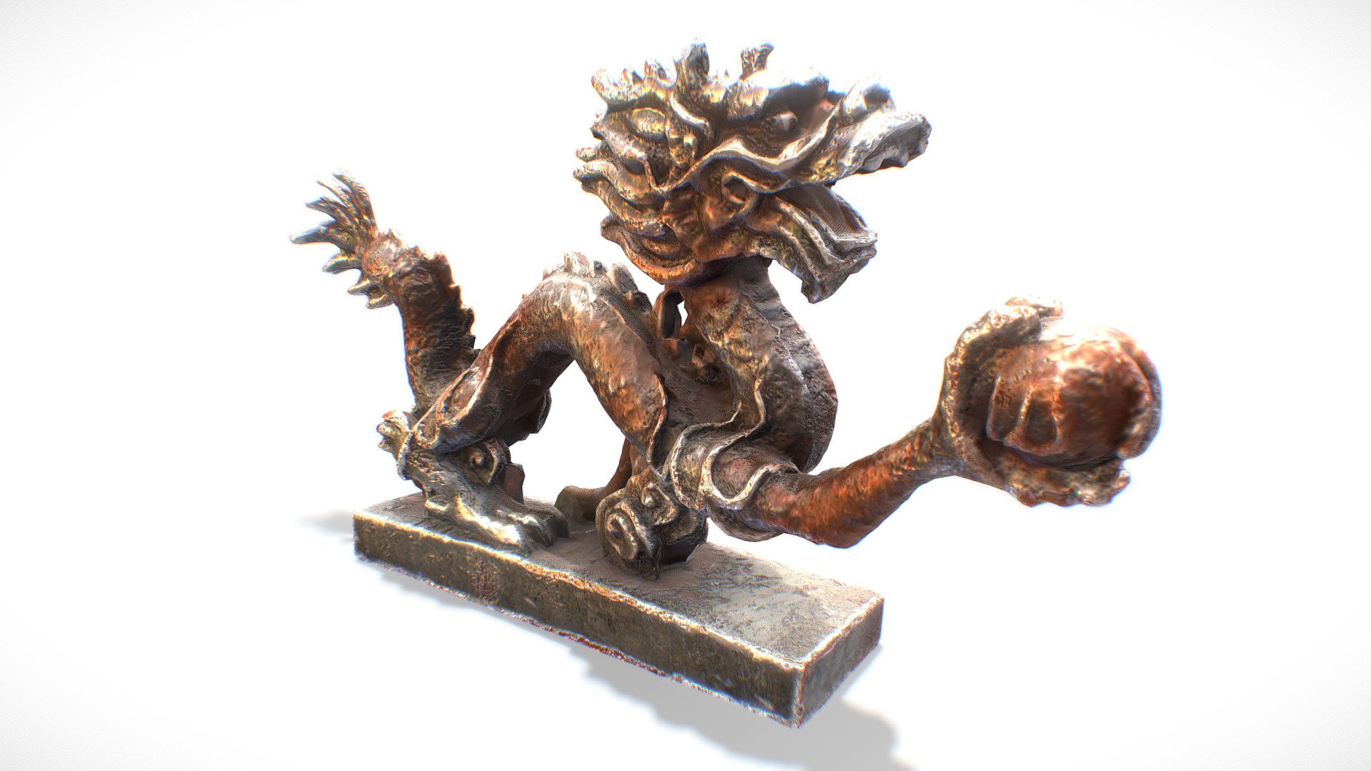 Rusty Dragon statue - Estatua Dragón Oxidado - Buy Royalty Free 3D ...