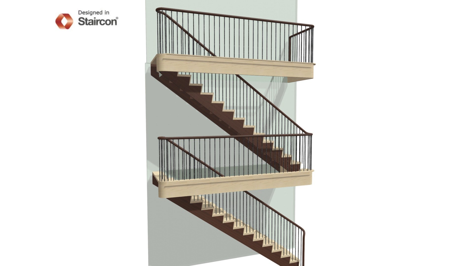 Continuous handrail and waterfall treads - 3D model by 3D Software for ...