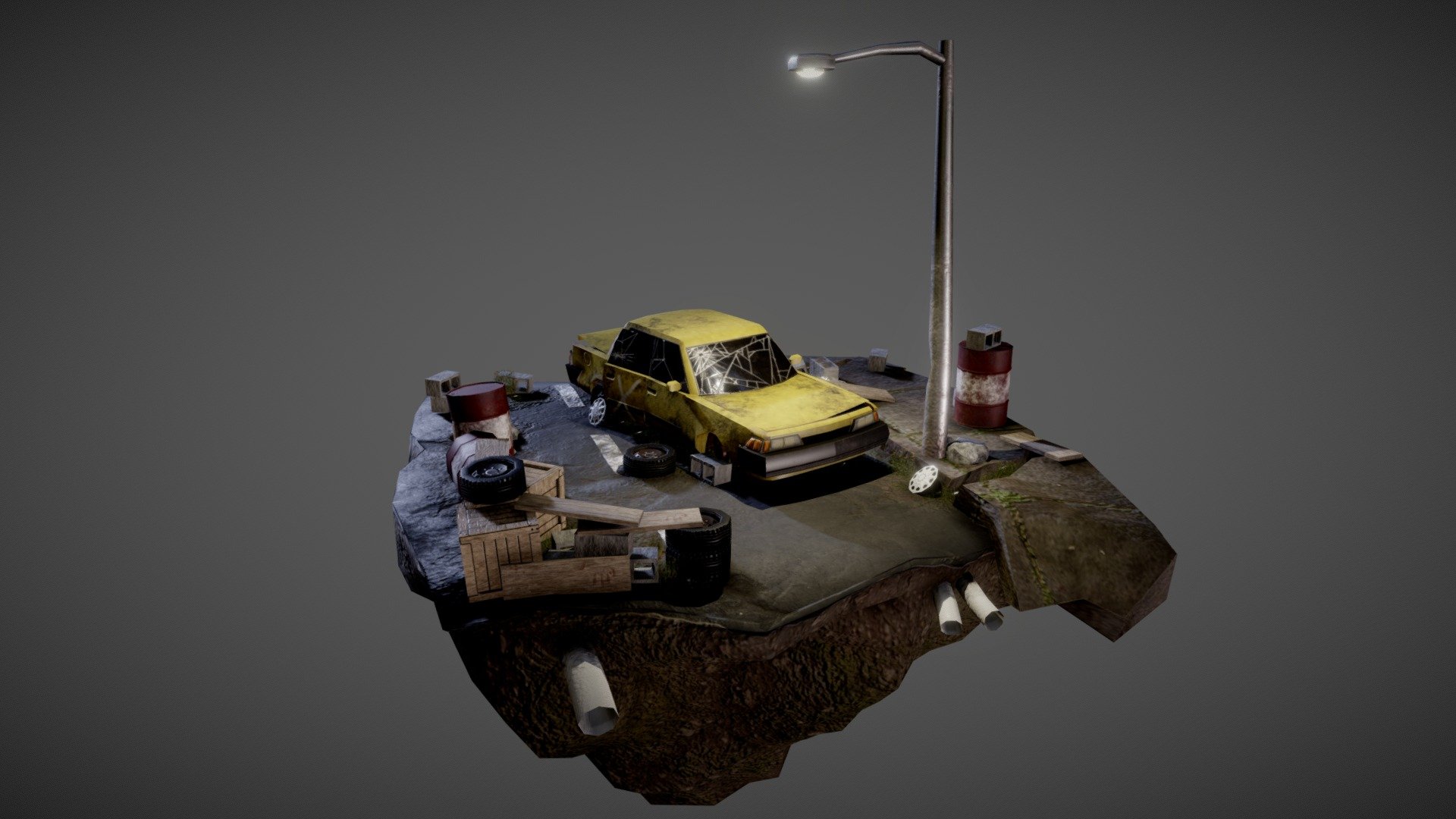 Apocalyptic Roadside/Junkyard Diorama - Download Free 3D model by Yes ...
