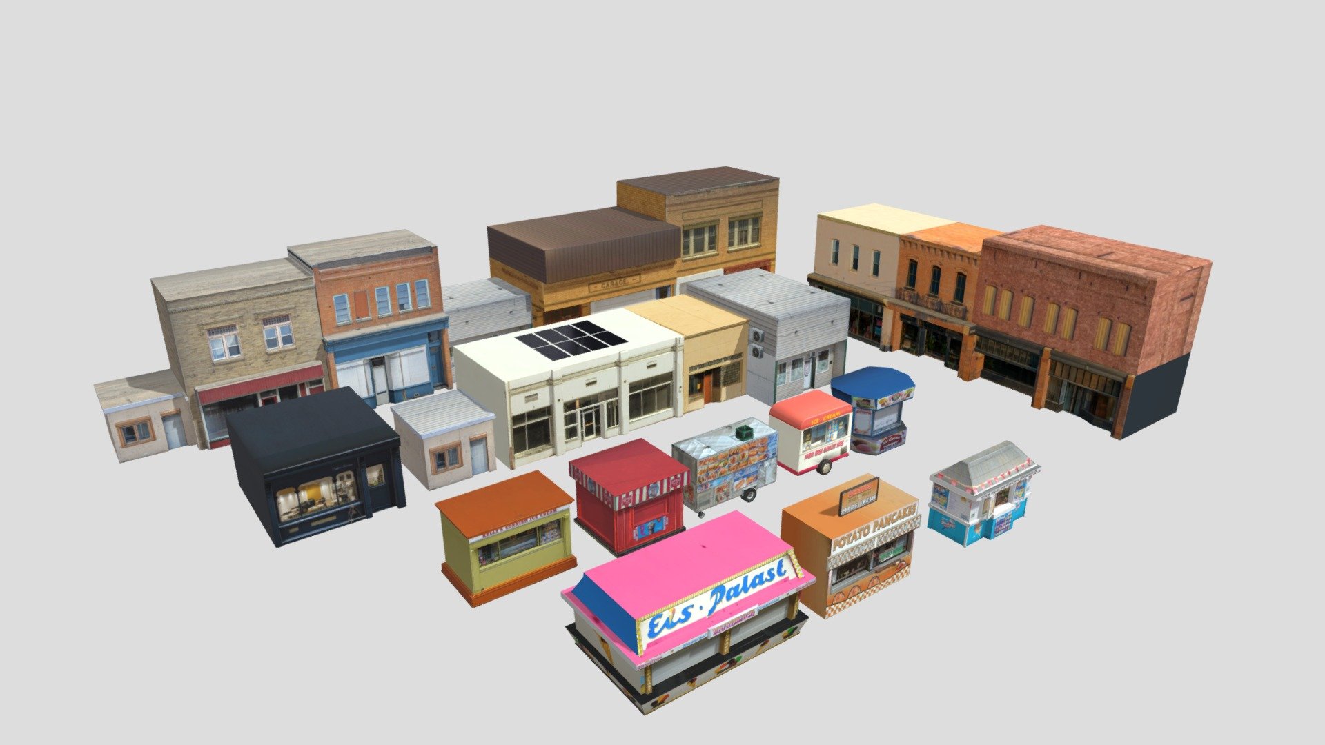 Low-Poly City Street Buildings Asset Pack - Download Free 3D model by ...