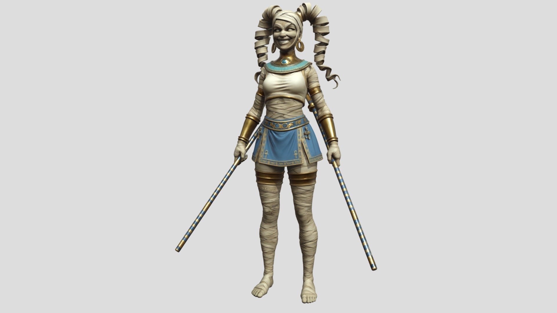 Twin-Staff Mummy Warrior - Download Free 3D model by Hydraman ...