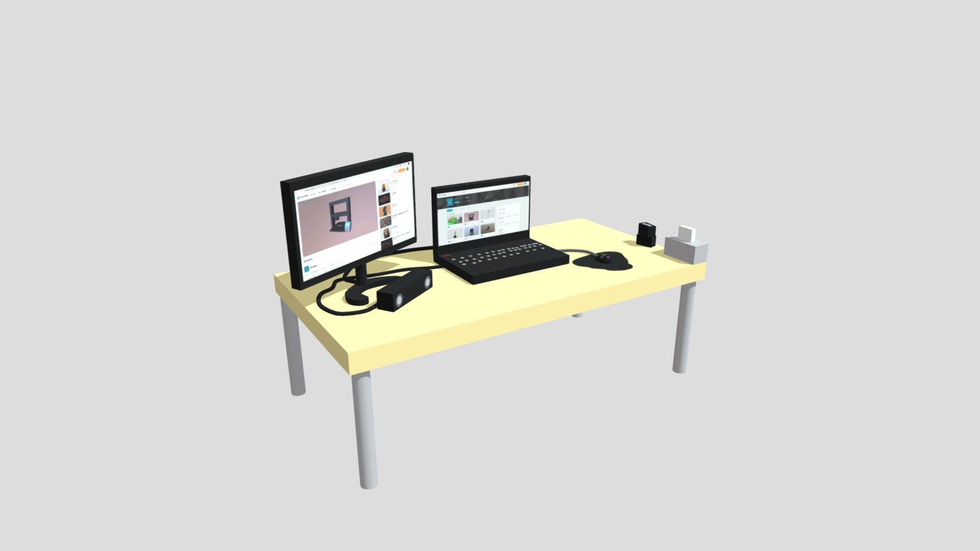 my desk - Download Free 3D model by pampalusiek [d0f1c70] - Sketchfab