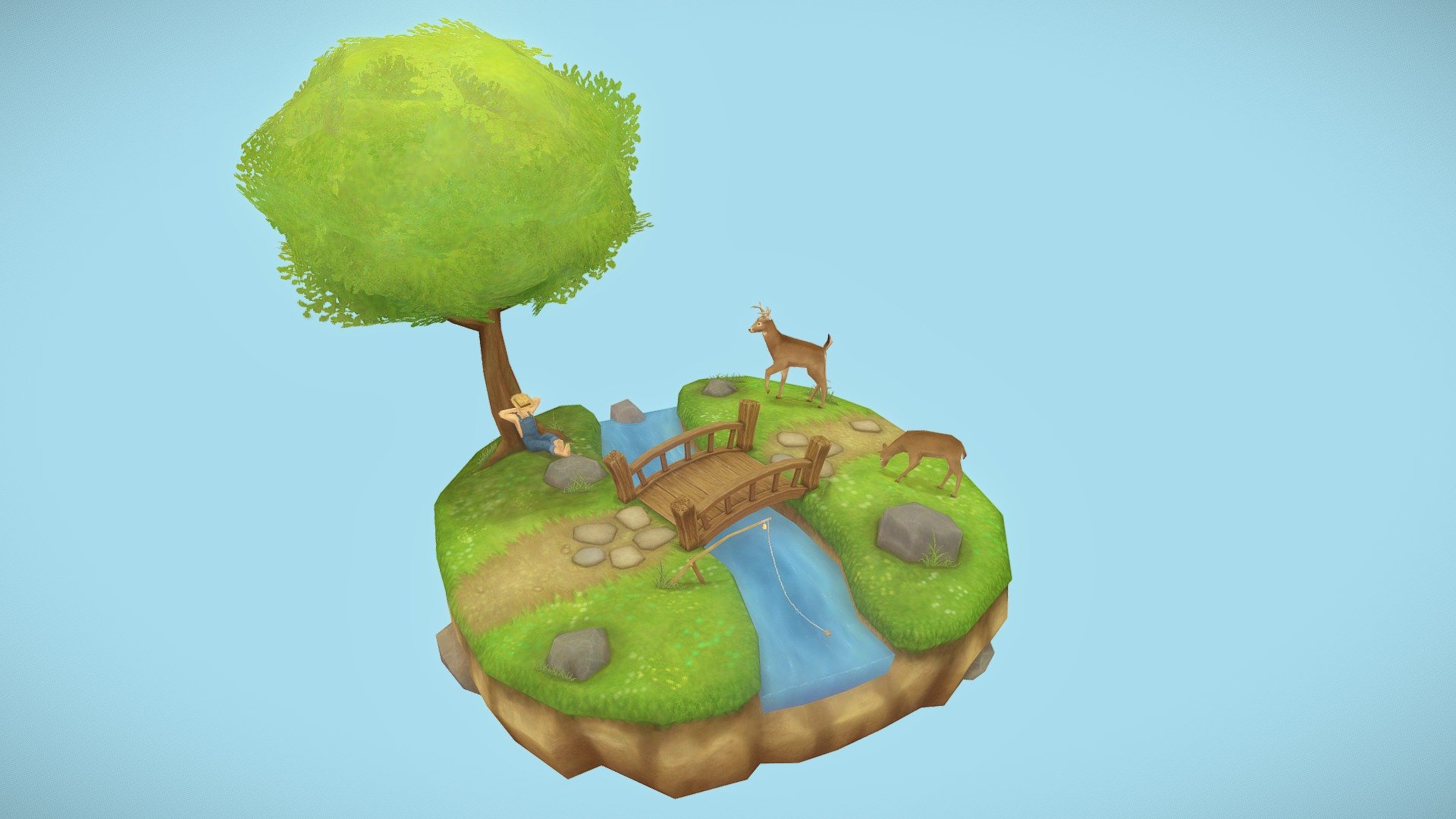 Floating Island Bridge - Download Free 3D model by Uradamus [d0f711e ...