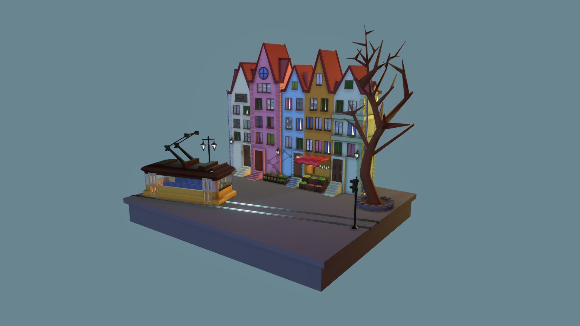 Stylized european street - 3D model by Aaartishok [d0fde9f] - Sketchfab