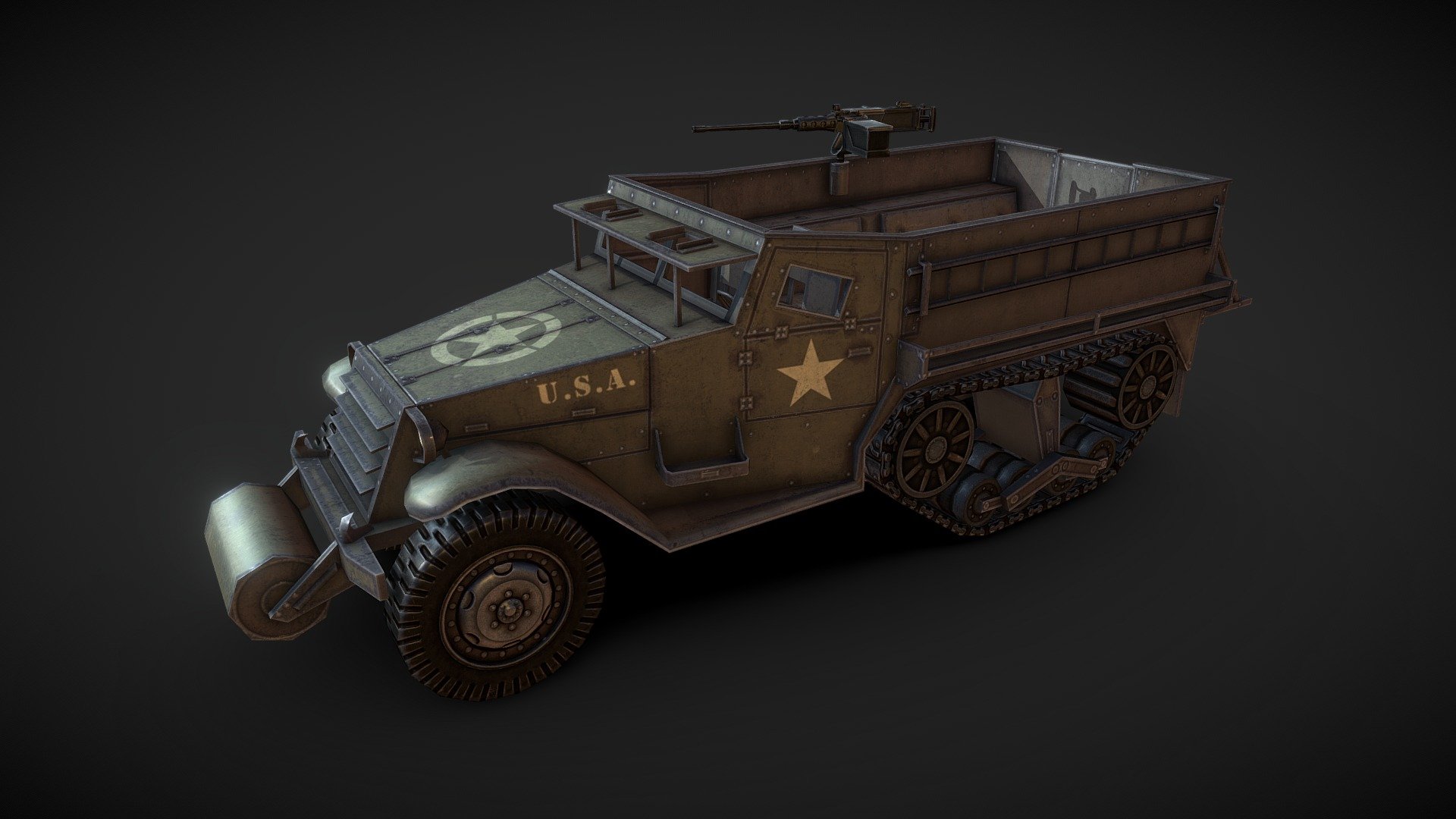 Lowpoly M3 Halftrack Car - 3D model by Kado3D (@kadopl) [d0fe983 ...