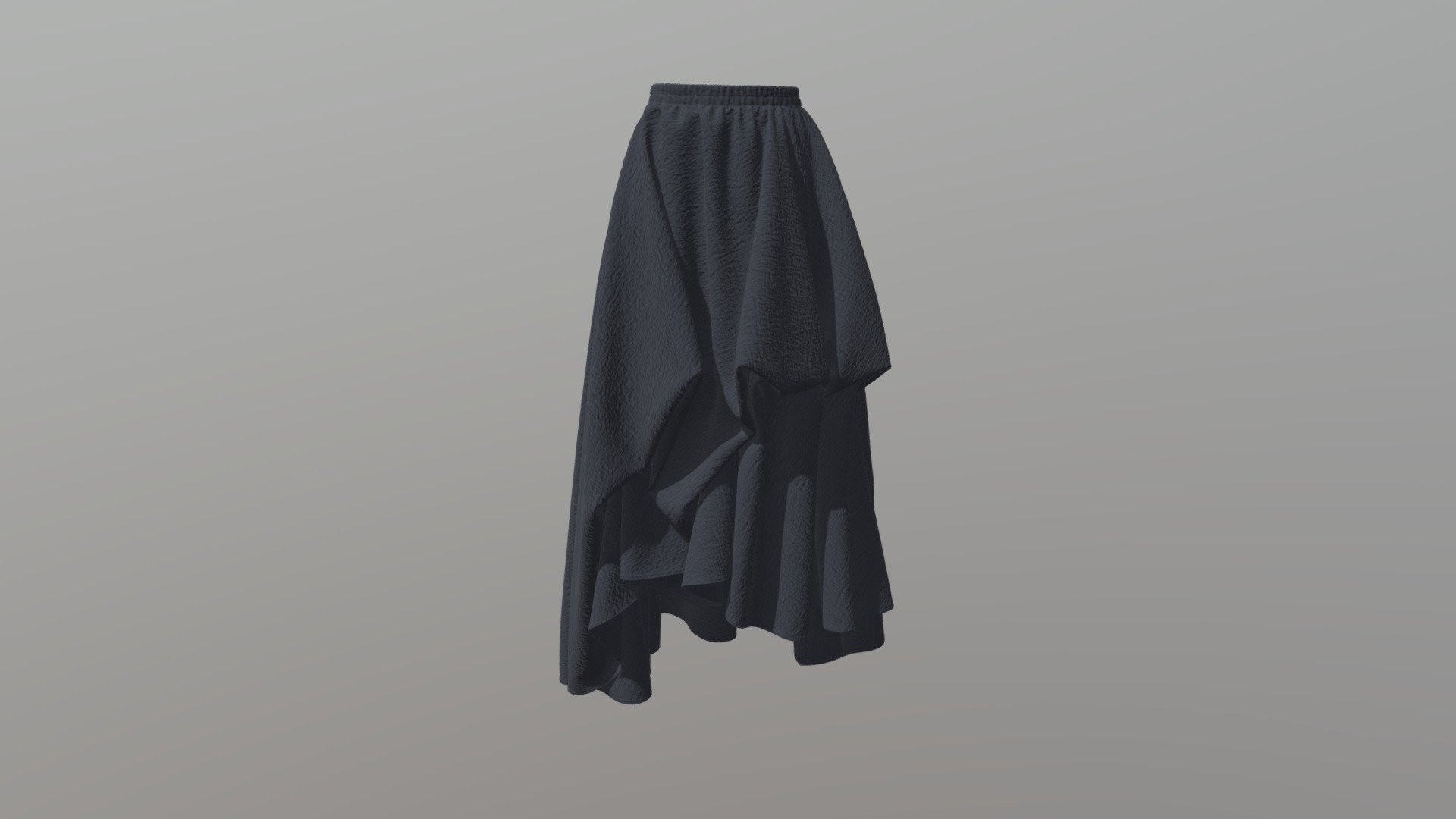 Dark Blue Irregular Pleated Loose Midi Skirt - Download Free 3D model ...