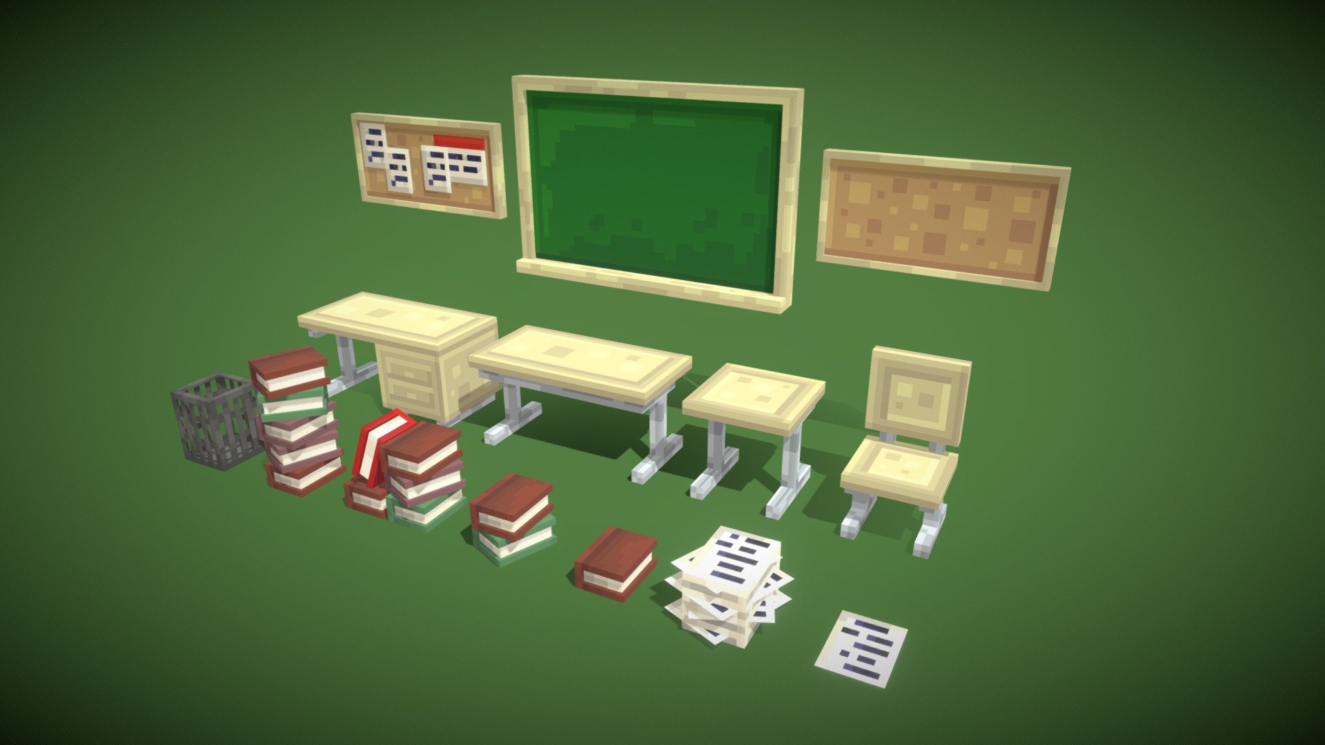 School Furniture Set - MCModels - 3D model by LZBlocks [d101765] - Sketchfab