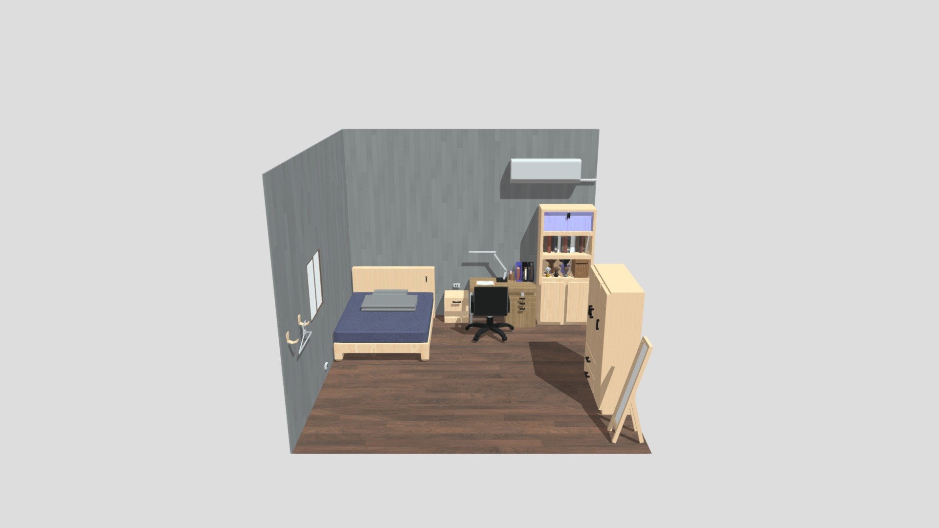Lowpoly student bedroom - 3D model by A111082206 [d1180a9] - Sketchfab