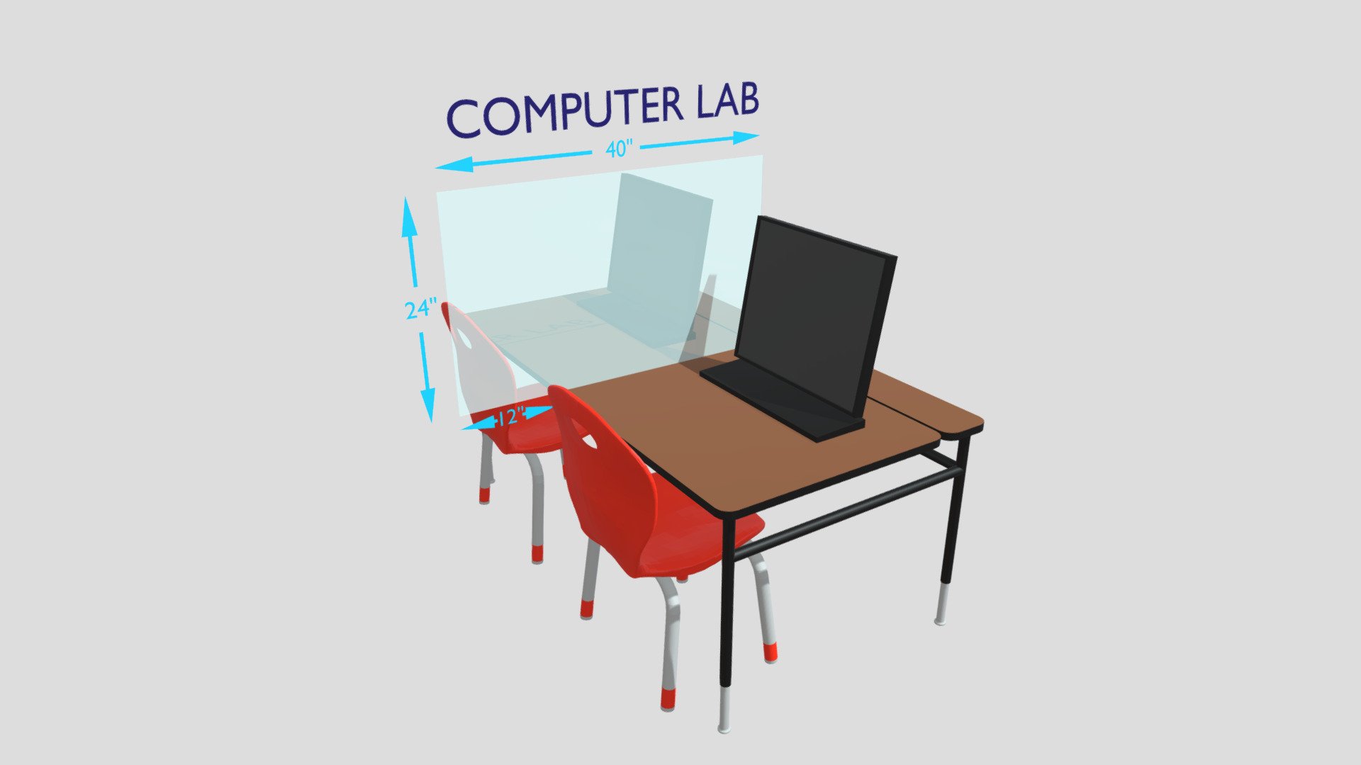 Computer Lab Sneeze Guard Divider - 3D model by Can West Legacy Inc ...