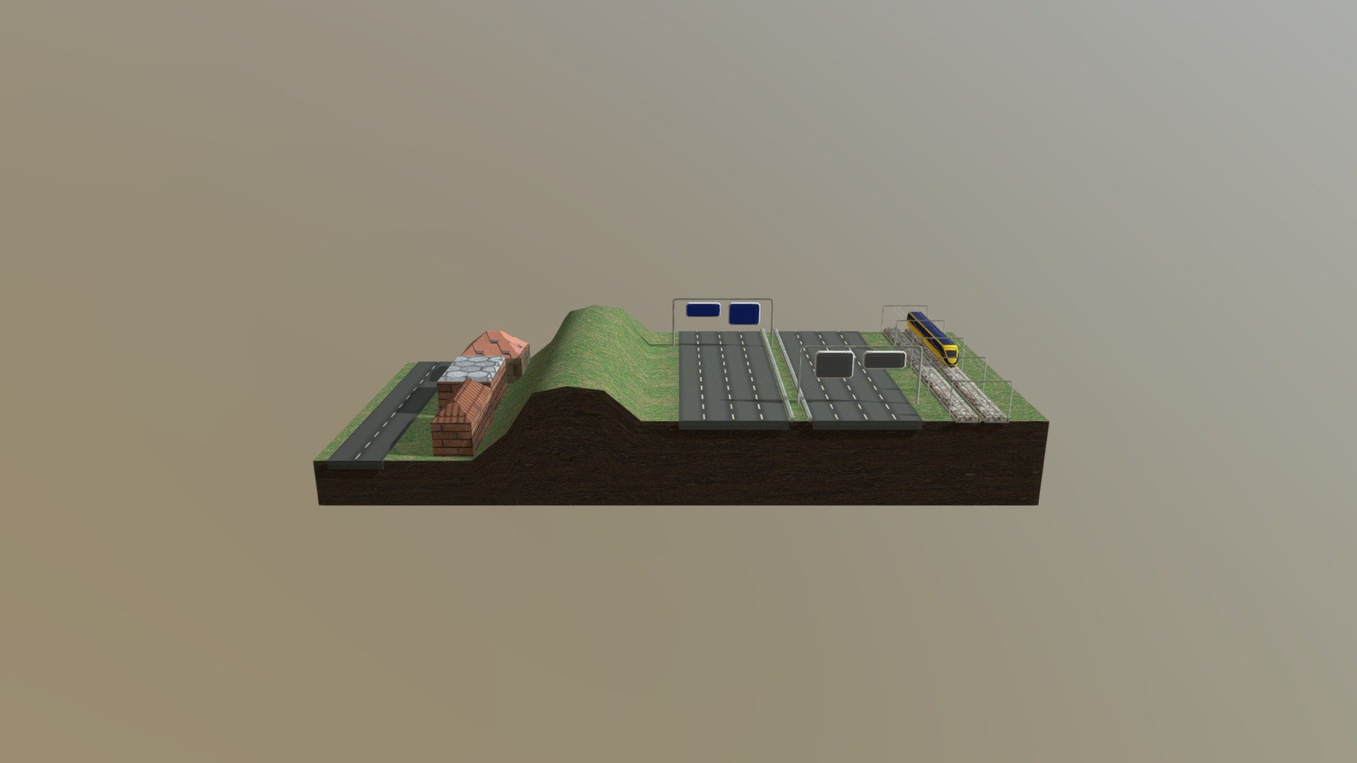 diorama highway nd railway - 3D model by K.Kisjes [d127258] - Sketchfab