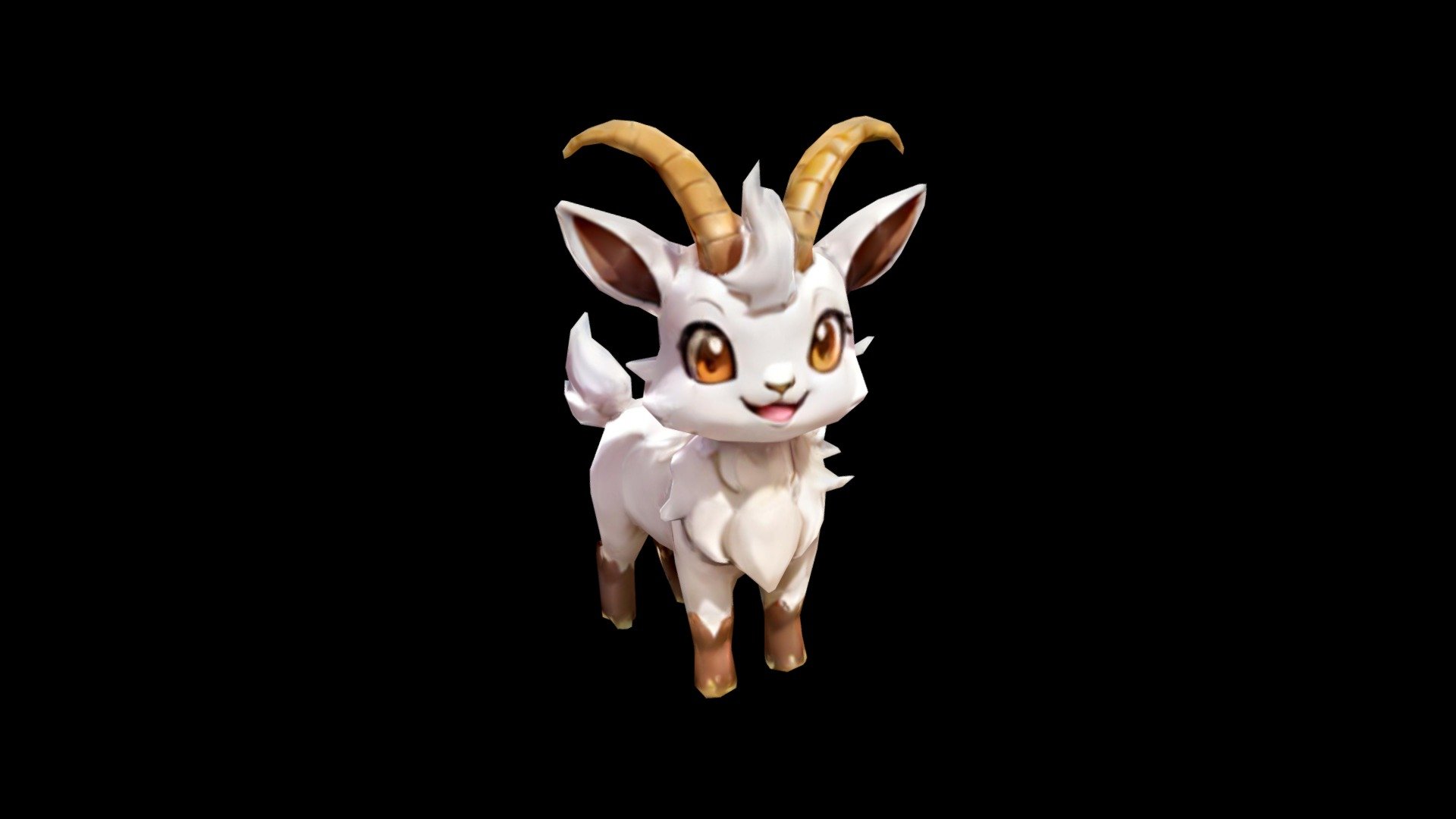 "Goat-style character with long horns and brown - Download Free 3D ...