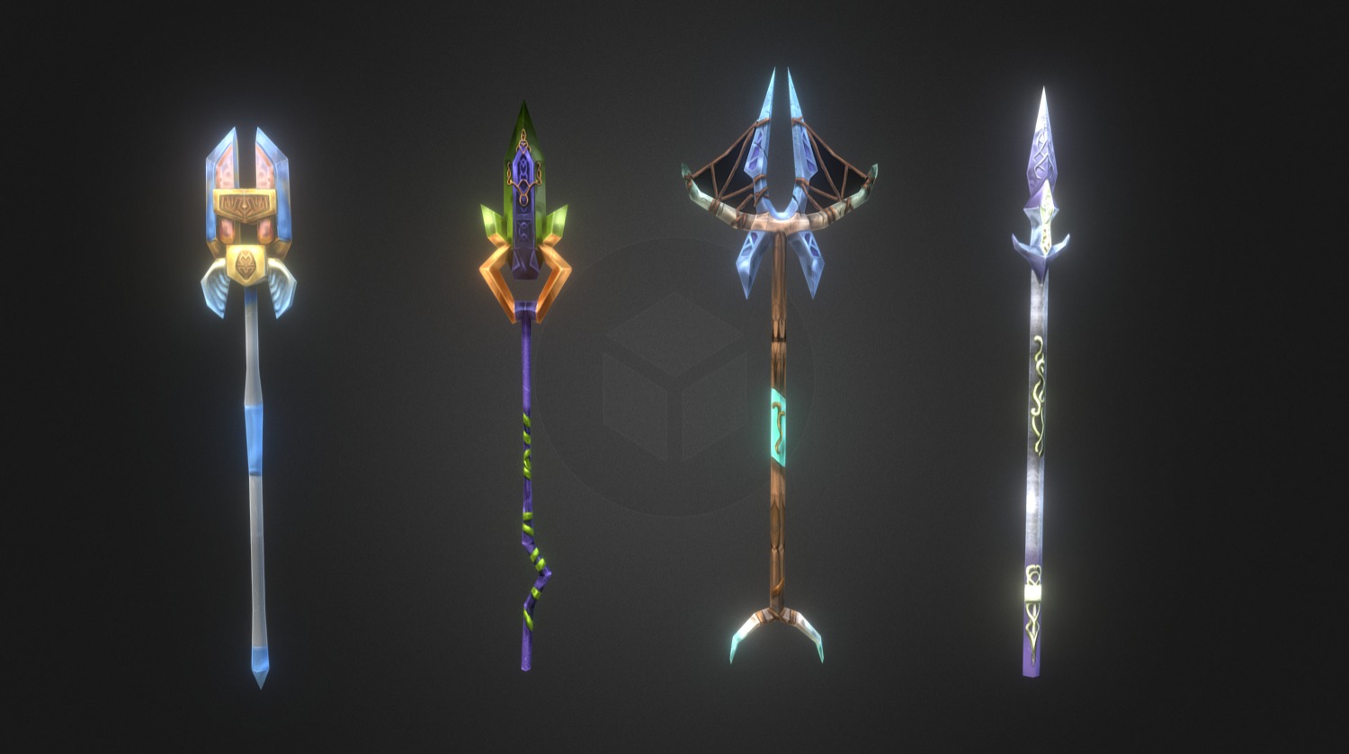 Weapons Vol.6 Spears Hand Painted - 3D model by LowlyPoly [d1443b8 ...