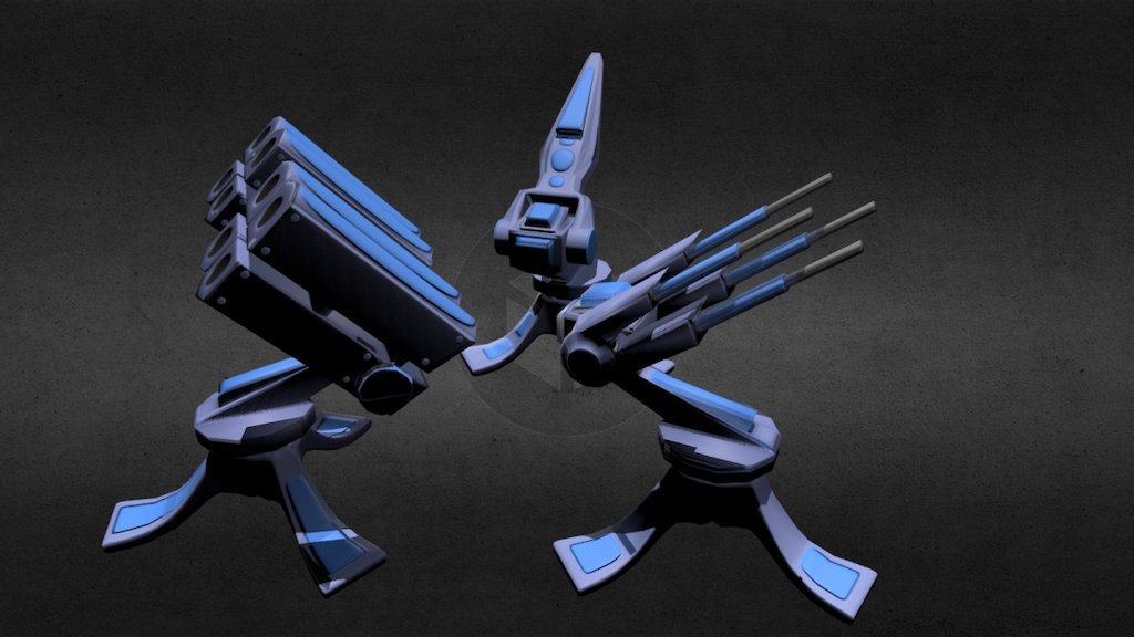 Scifi Space Turrets Triple-Pack - Buy Royalty Free 3D model by ...