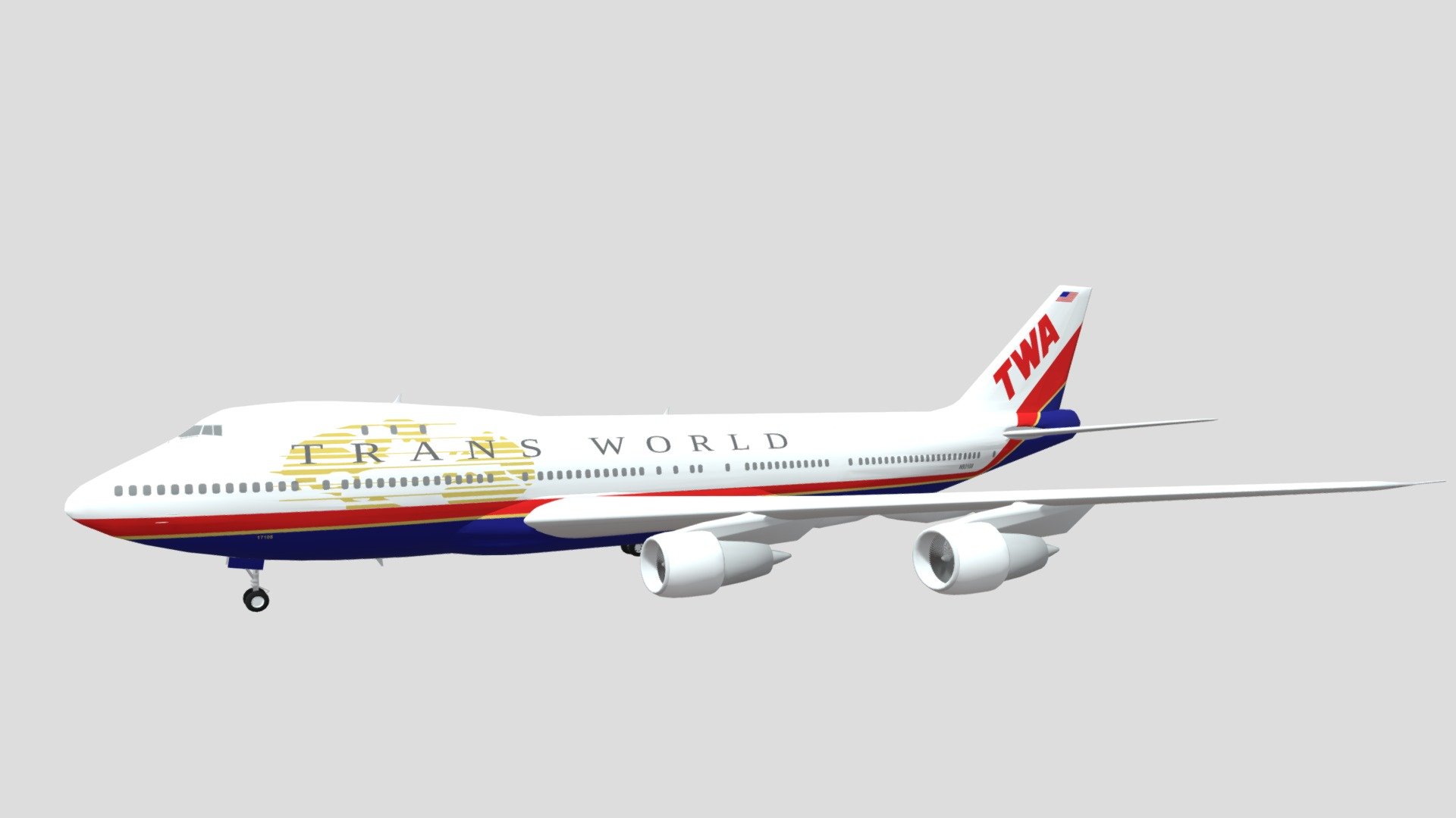 Twa 747 2001 - Download Free 3D model by zairiqzairiq [d160778] - Sketchfab