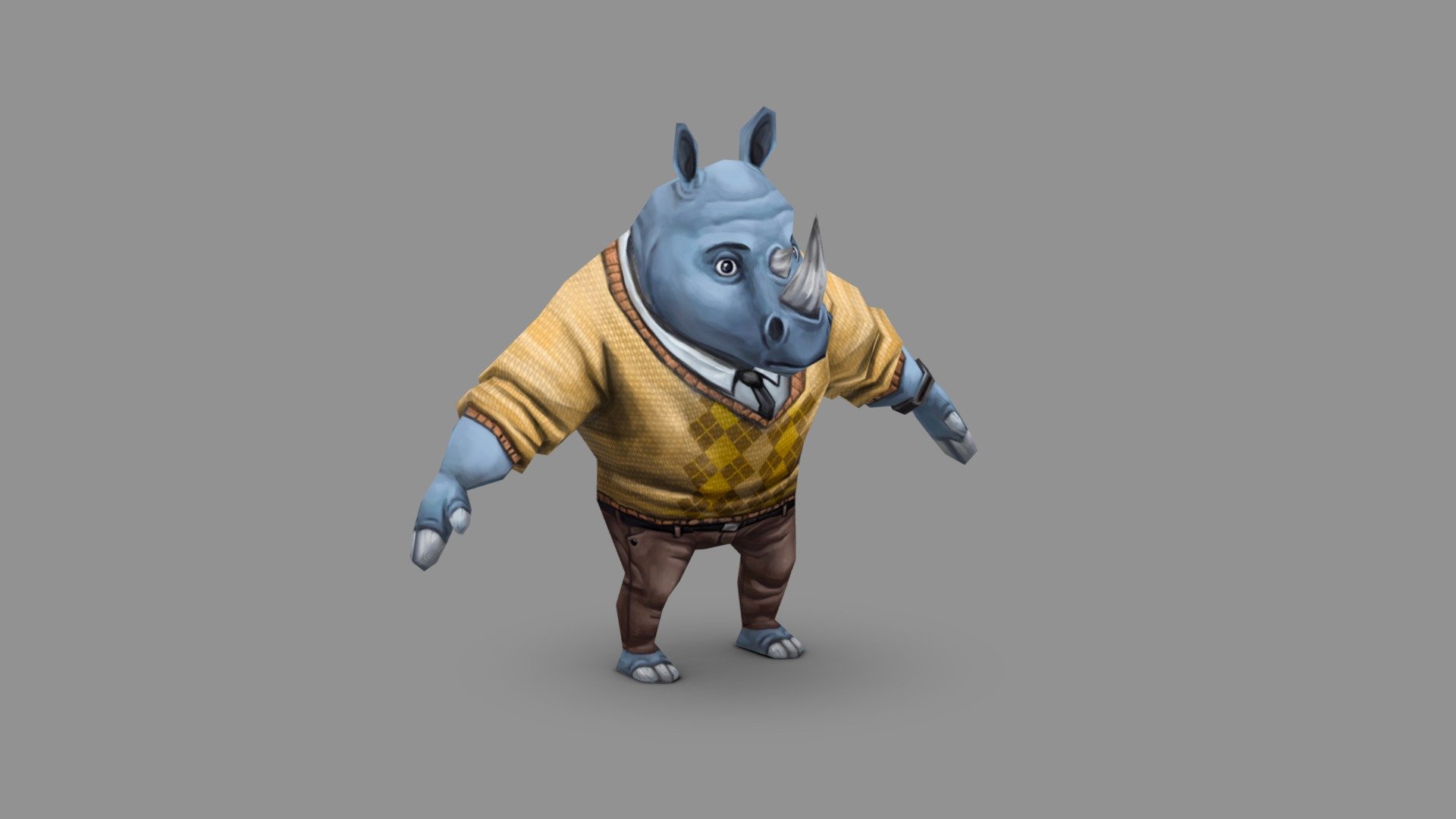 LOW POLY GAME READY CARTOON RHINO HAND PAINTED - Buy Royalty Free 3D ...