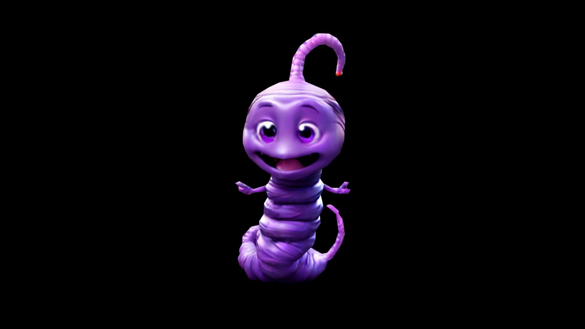 Cute and friendly purple animated character with - Download Free 3D ...
